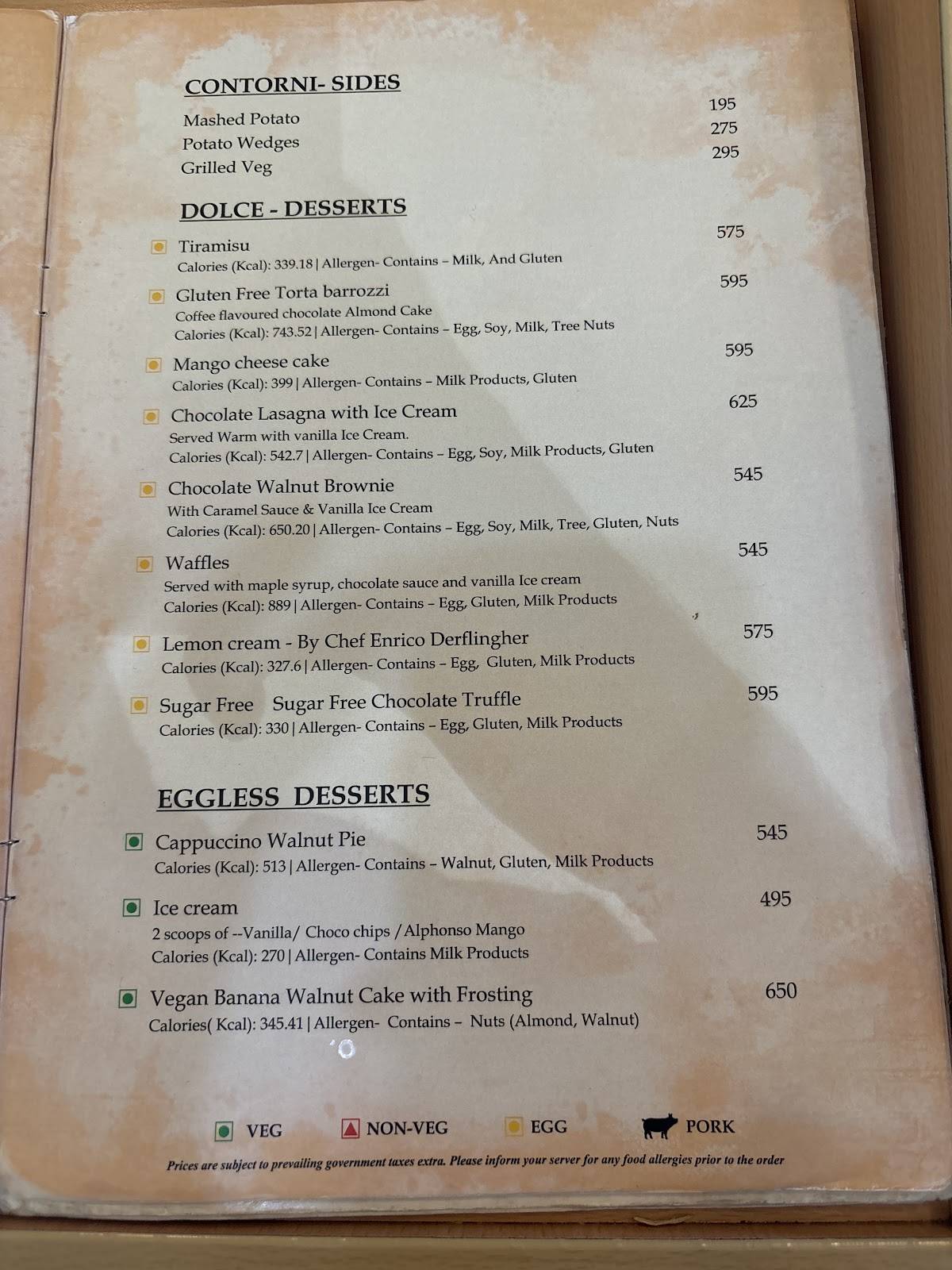 Menu at Caffè Tonino (IGI), New Delhi