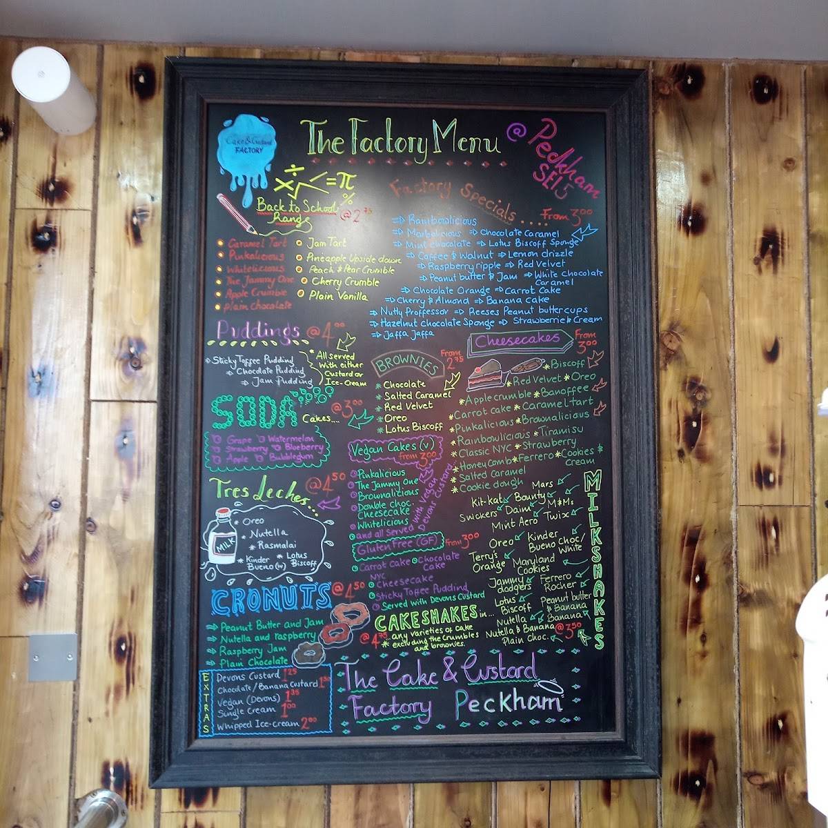 Menu at Cake and Custard Factory (Peckham) desserts, London