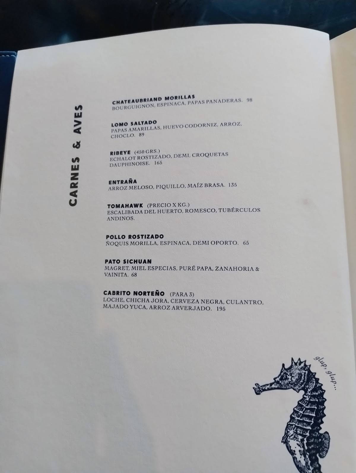 Carta de Cala Restaurante & Lounge, Barranco, Cto. de Playas