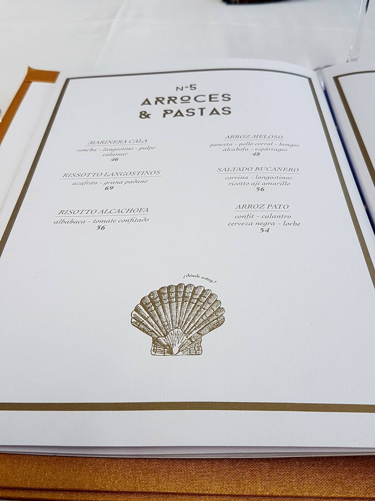 Carta de Cala Restaurante & Lounge, Barranco, Cto. de Playas