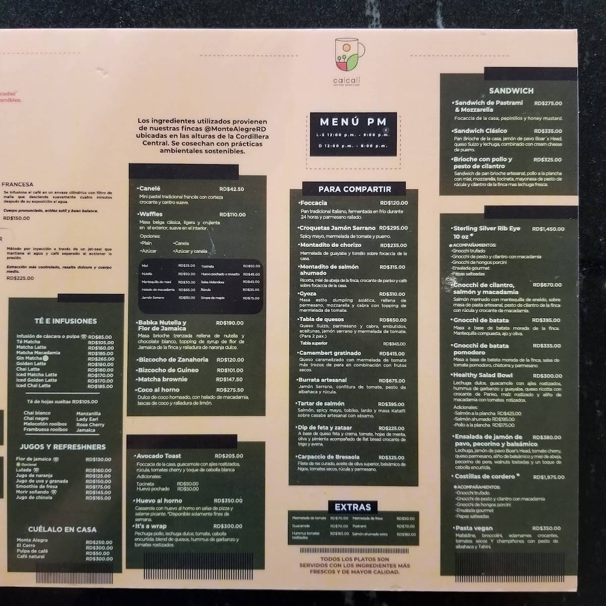 Carta del restaurante Calcalí Coffee - Villa Olga, Santiago De Los ...