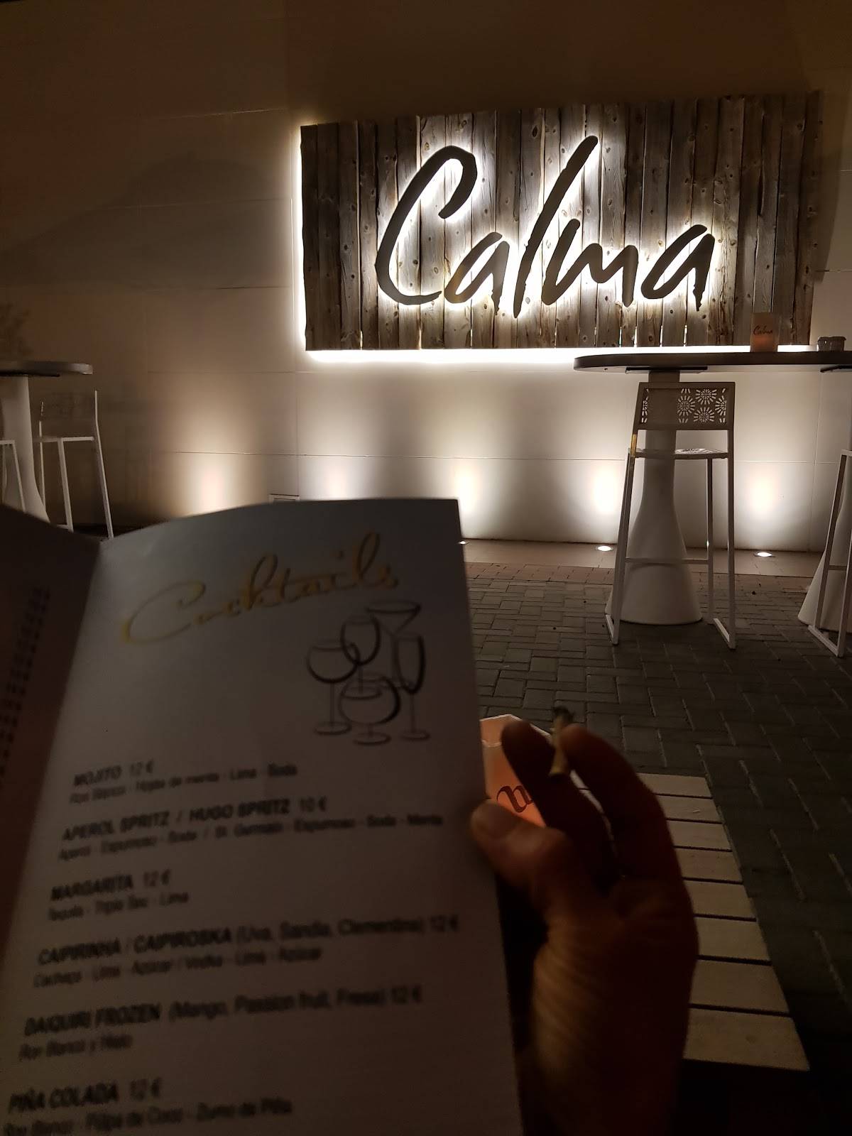 Menu at Calma restaurant, Ibiza