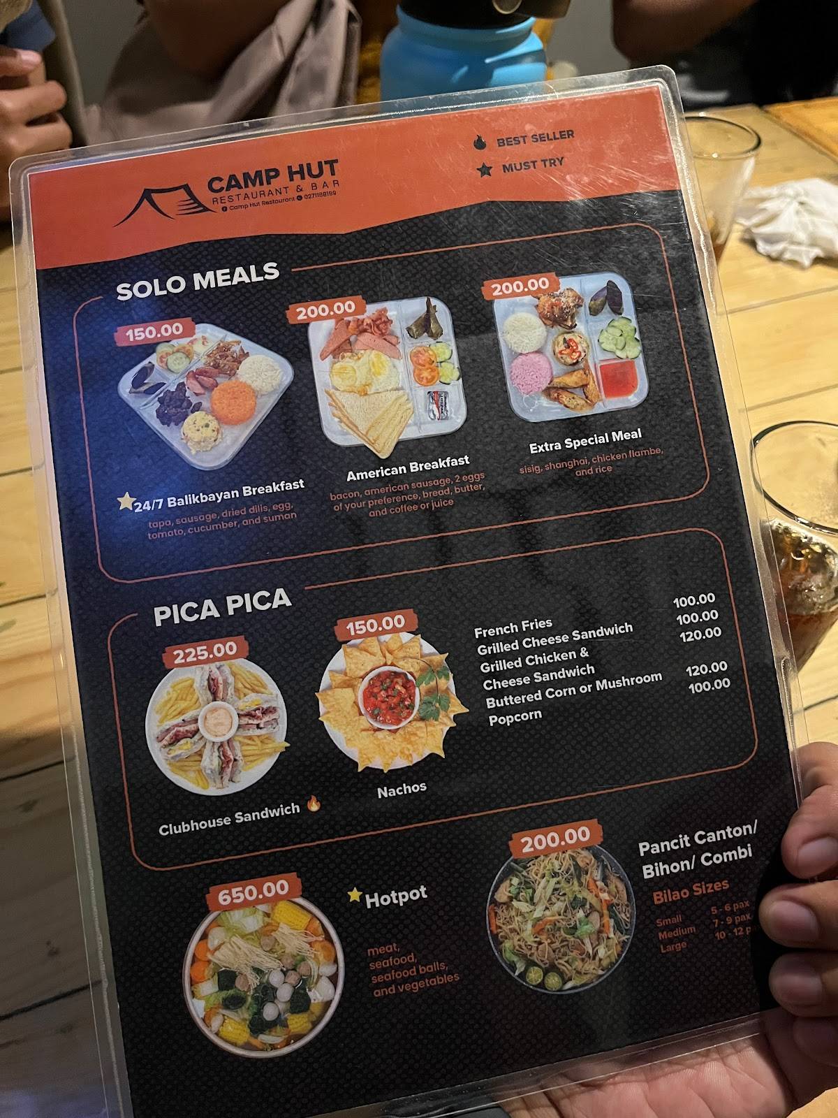 Menu at Camp Hut Restaurant, Taguig