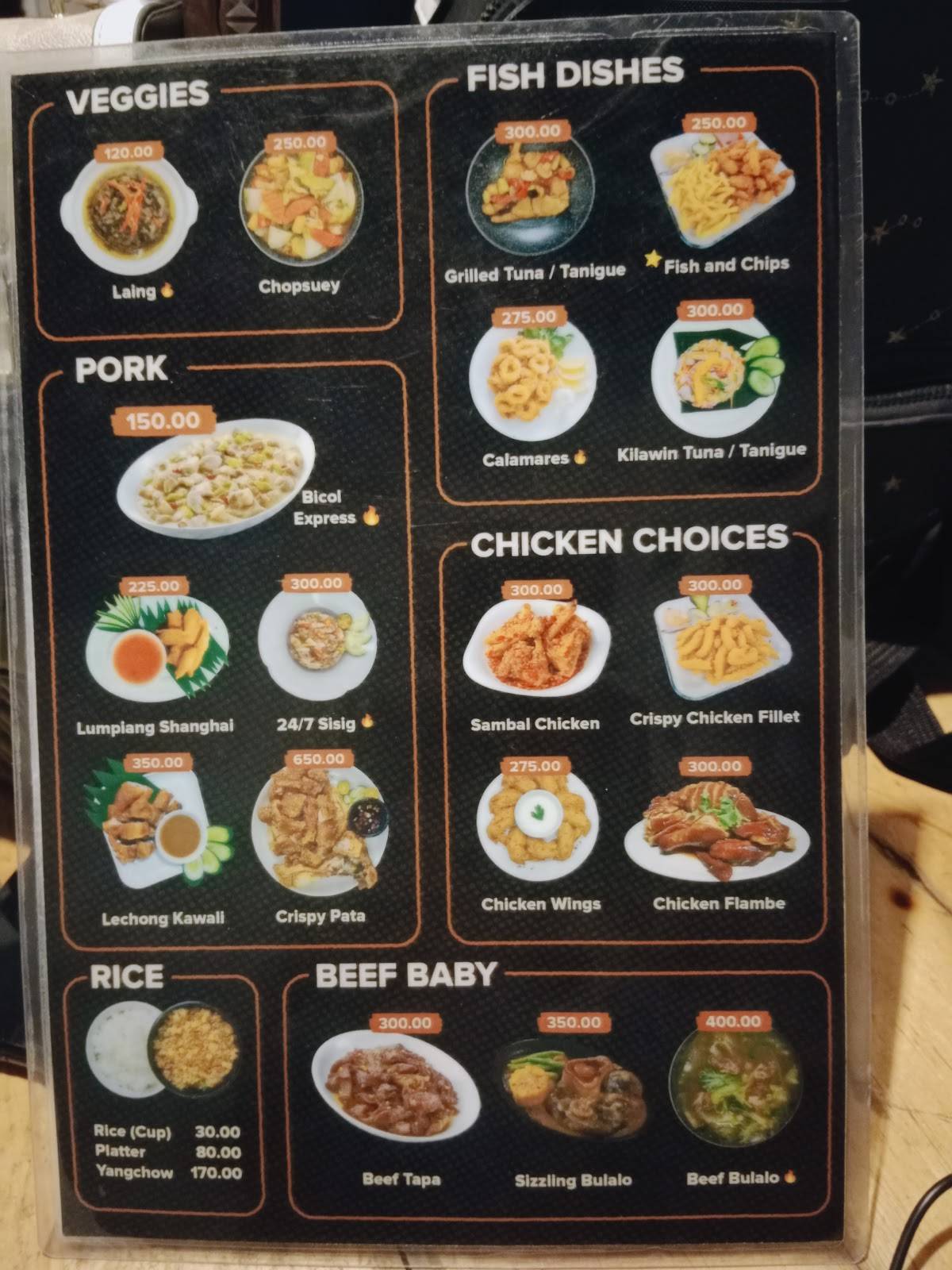 Menu at Camp Hut Restaurant, Taguig