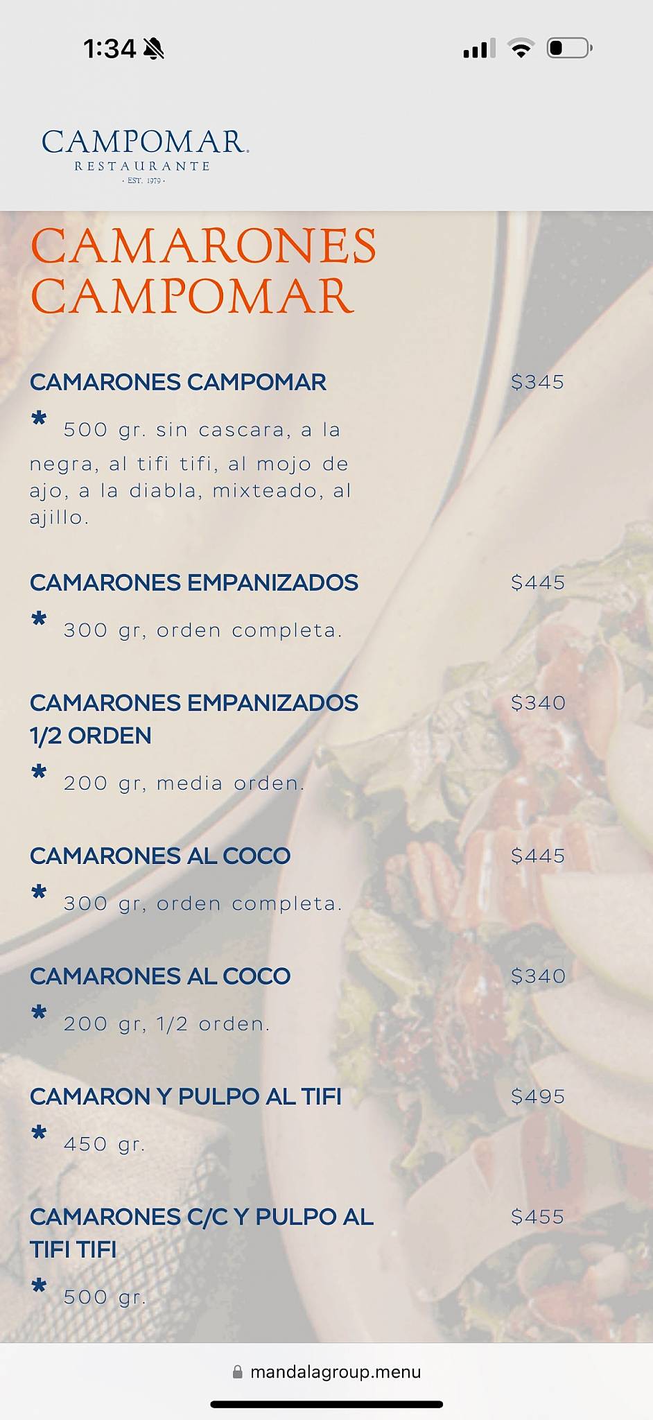 Carta del restaurante Campomar Andares, Guadalajara, Blvrd Puerta del ...