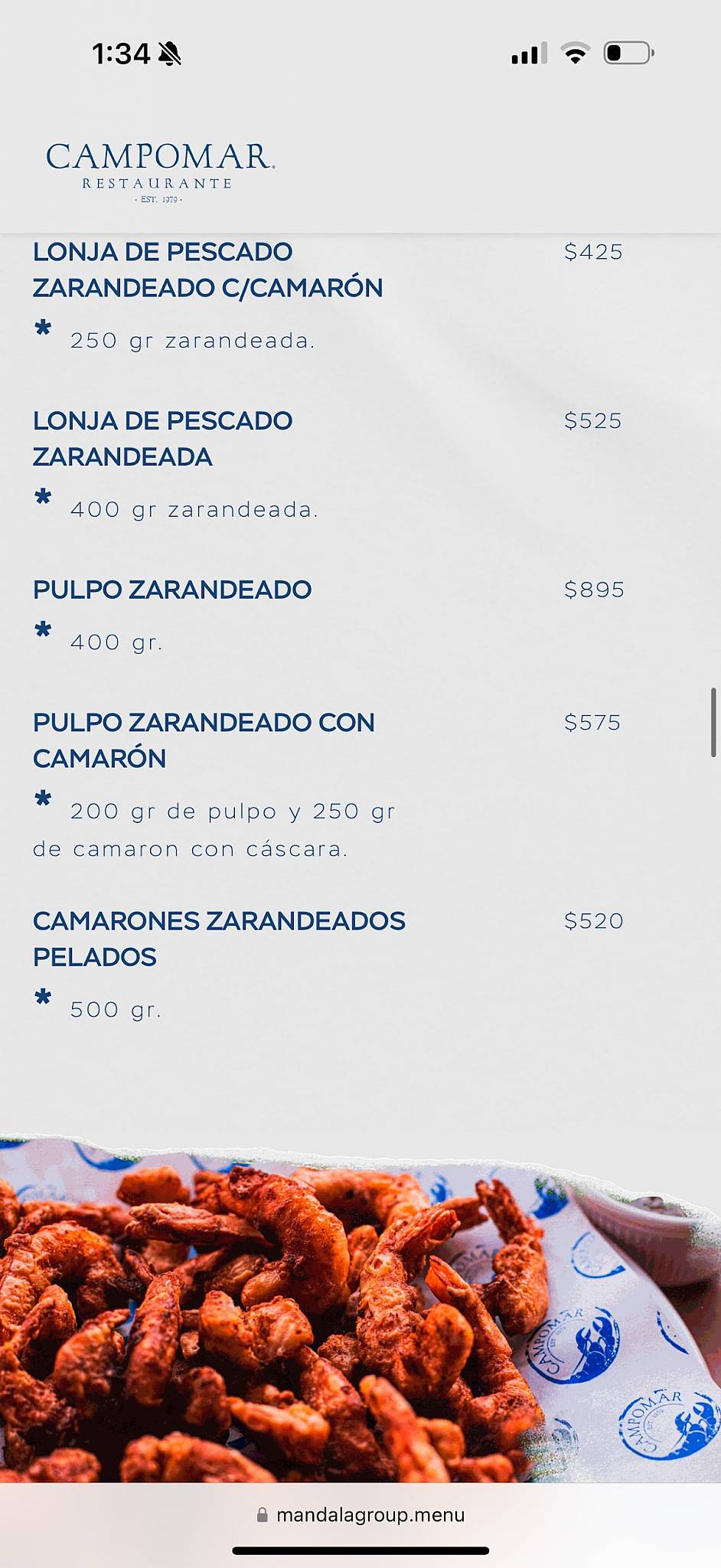 Carta del restaurante Campomar Andares, Guadalajara, Blvrd Puerta del ...