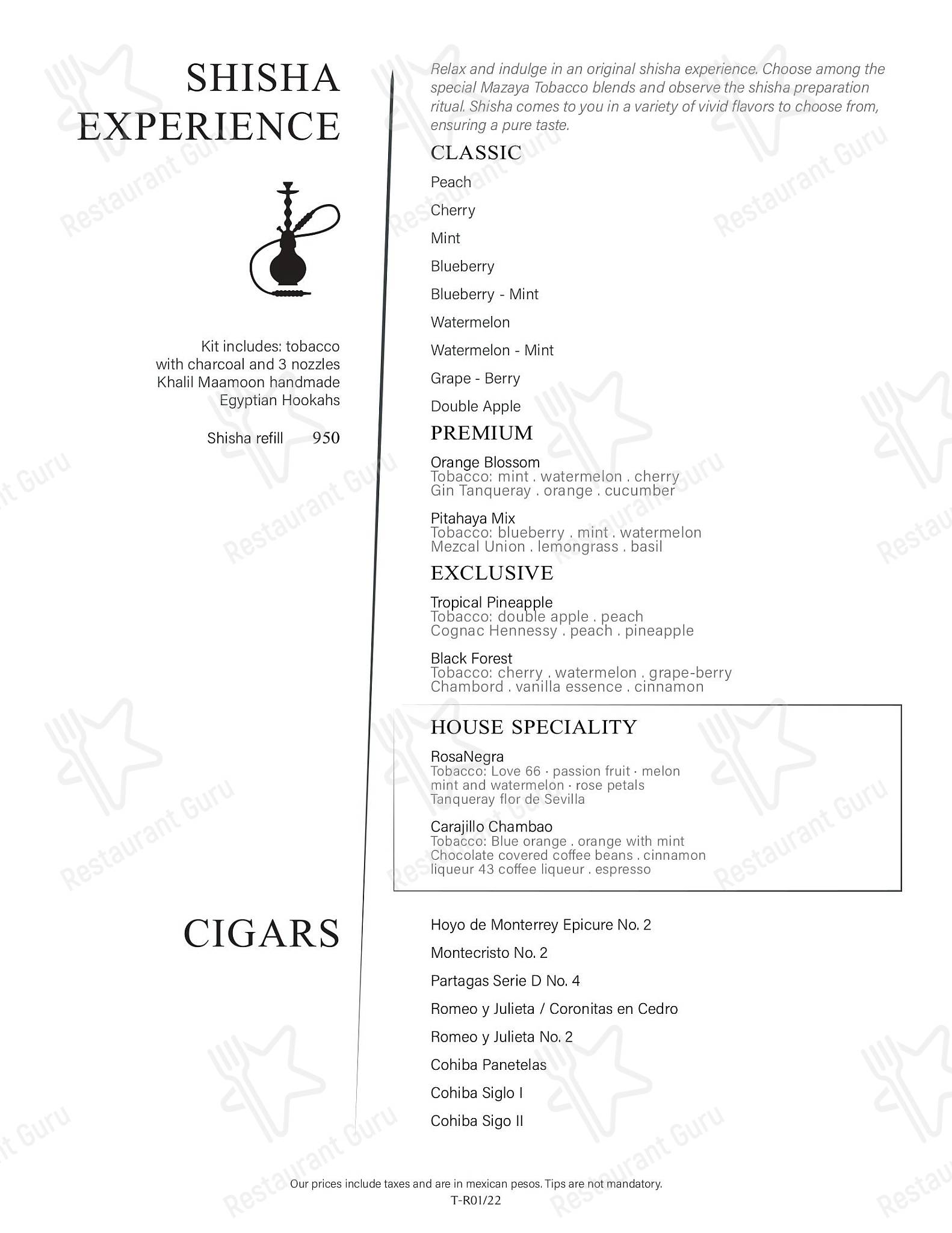 Menu at Chambao Cancun Best Steakhouse in Cancun, Cancún