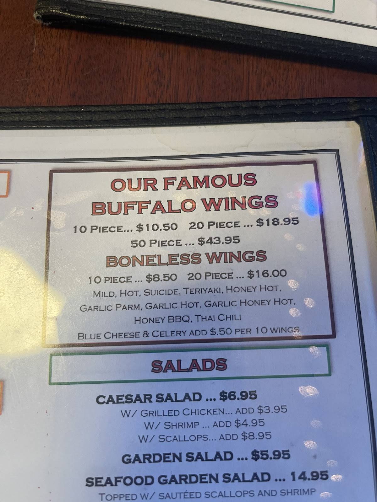 Menu at C-View Inn pizzeria, Cape May