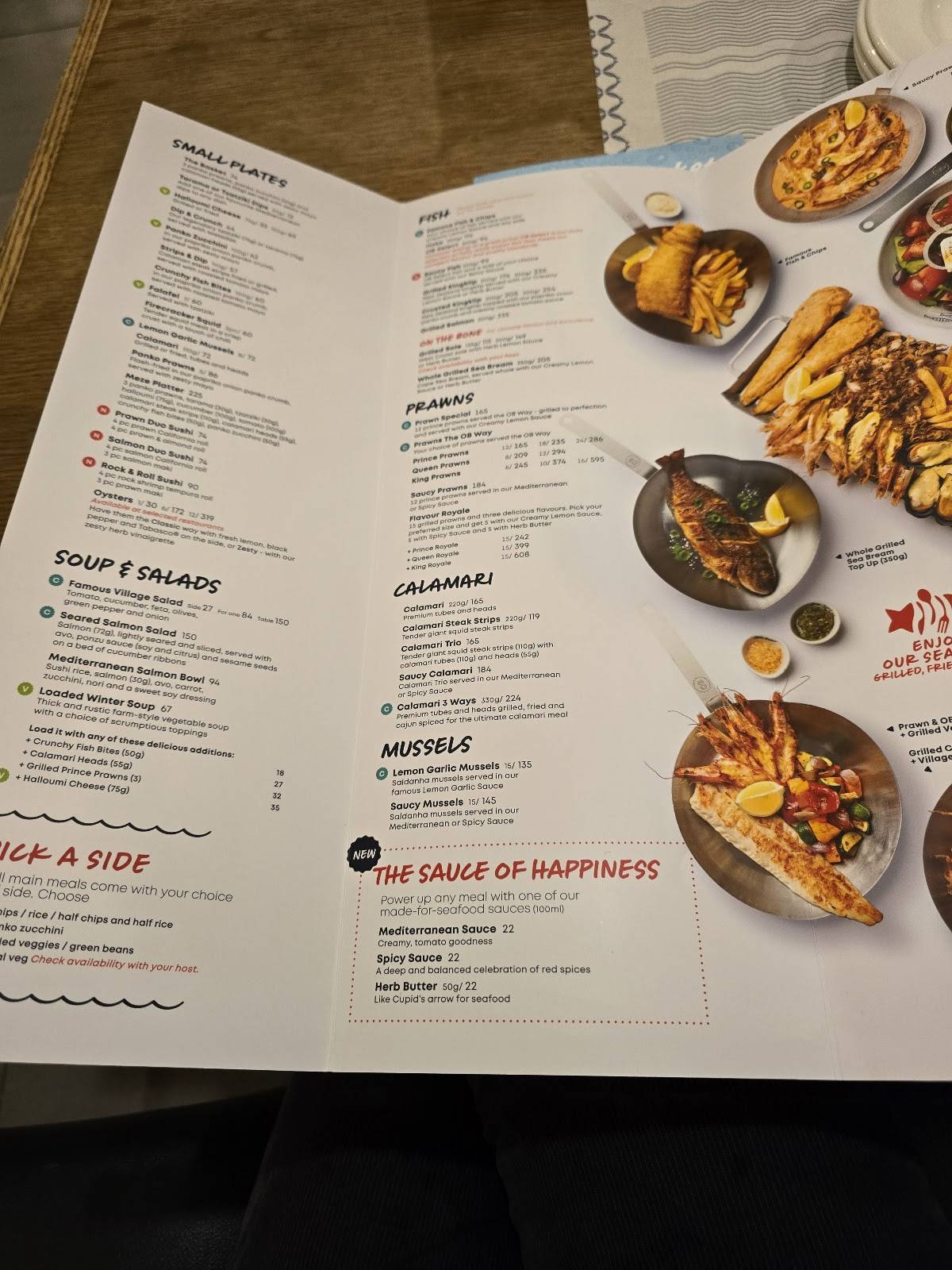 Menu at Ocean Basket Strand restaurant, Cape Town, 99 Beach Rd