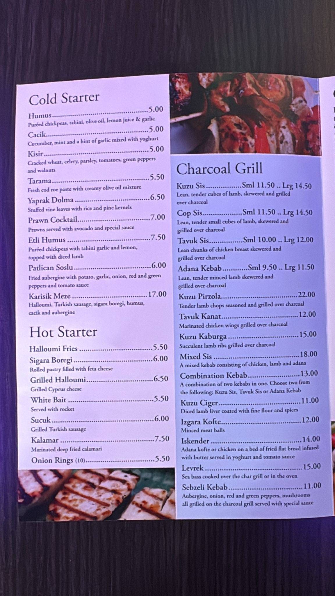 Menu at Cappadocia Turkish Restaurant, Capel Saint Mary