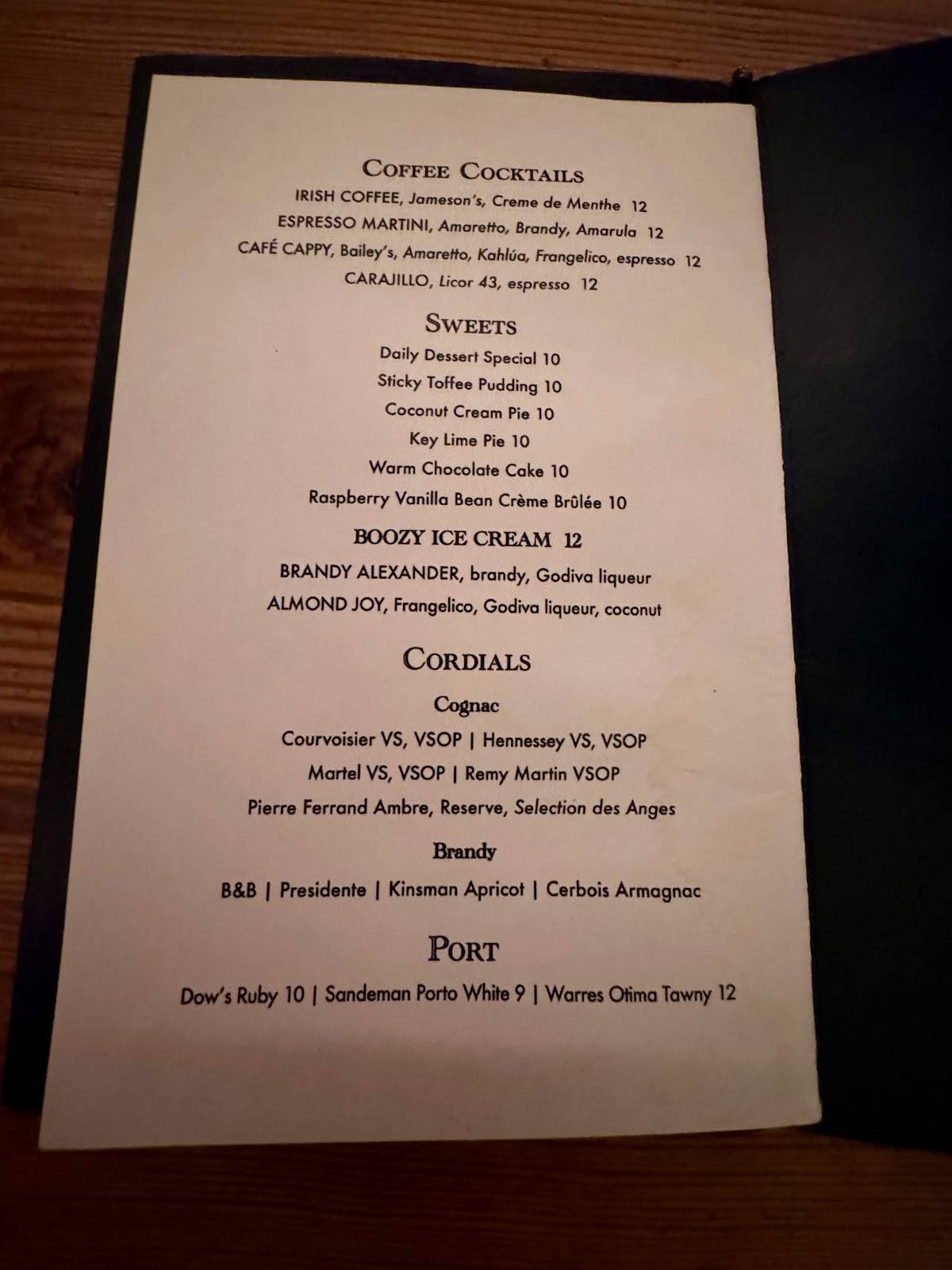 Menu at Cappy's Restaurant, San Antonio