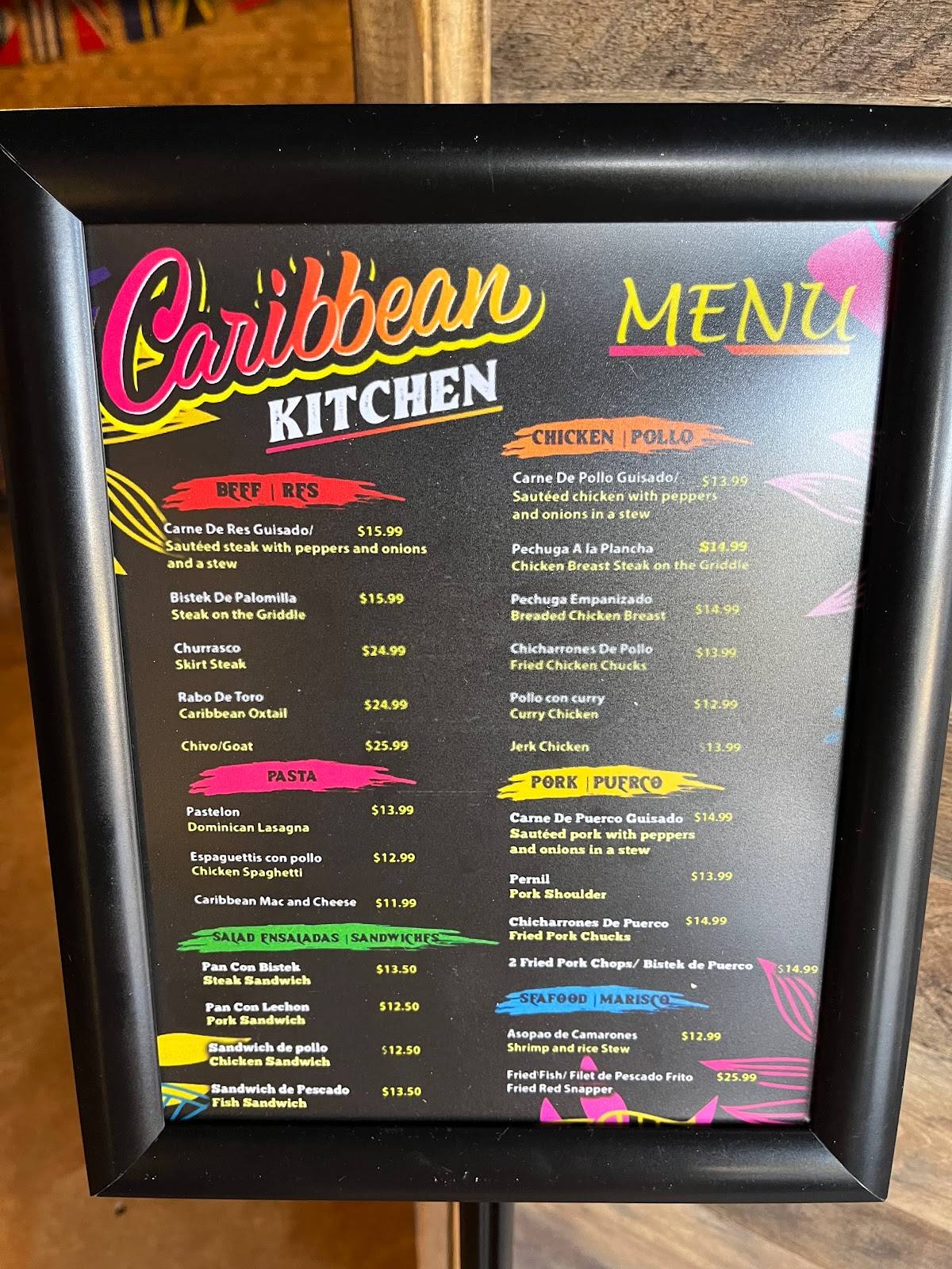 Menu at Caribbean Kitchen restaurant, Tyler