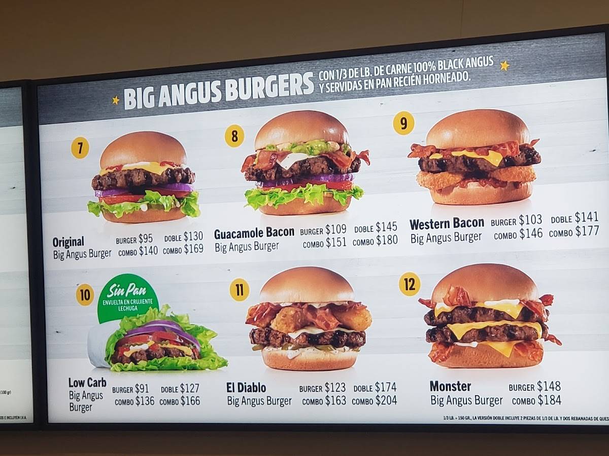 Carta del restaurante Carl's Jr, San Luis Río Colorado