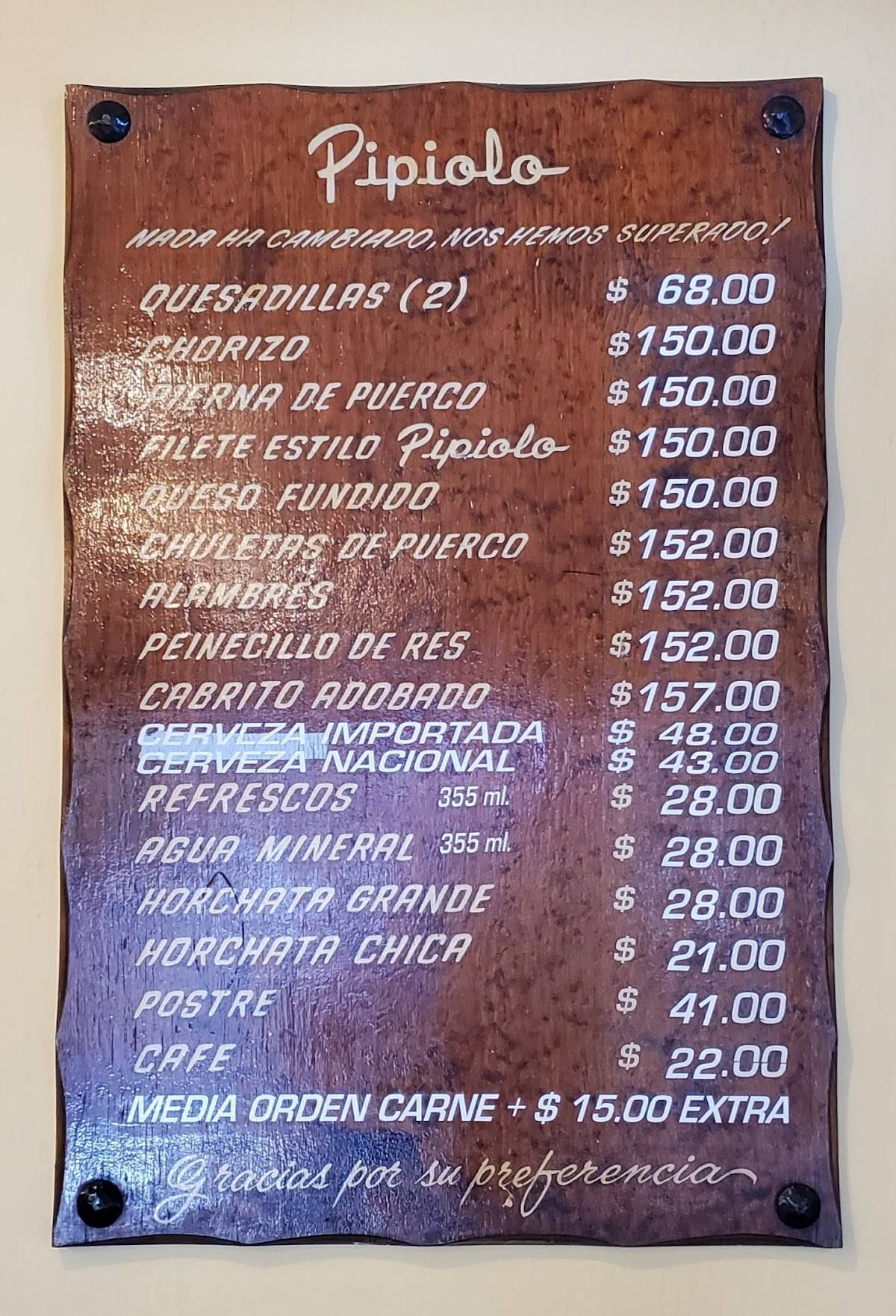 Carta del restaurante Carnes Asadas Pipiolo - Patria, Zapopan, Bruno ...