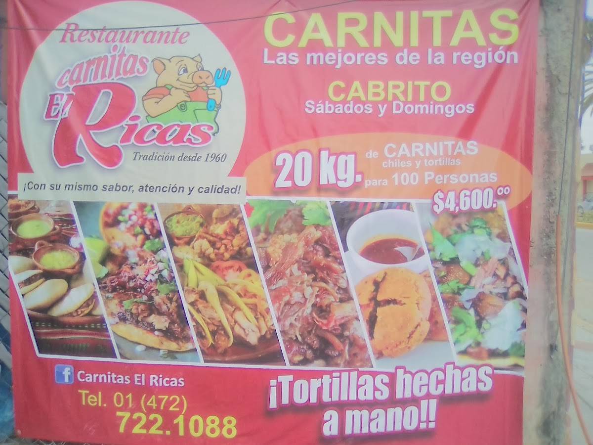Carta del restaurante Carnitas "El Ricas", Silao