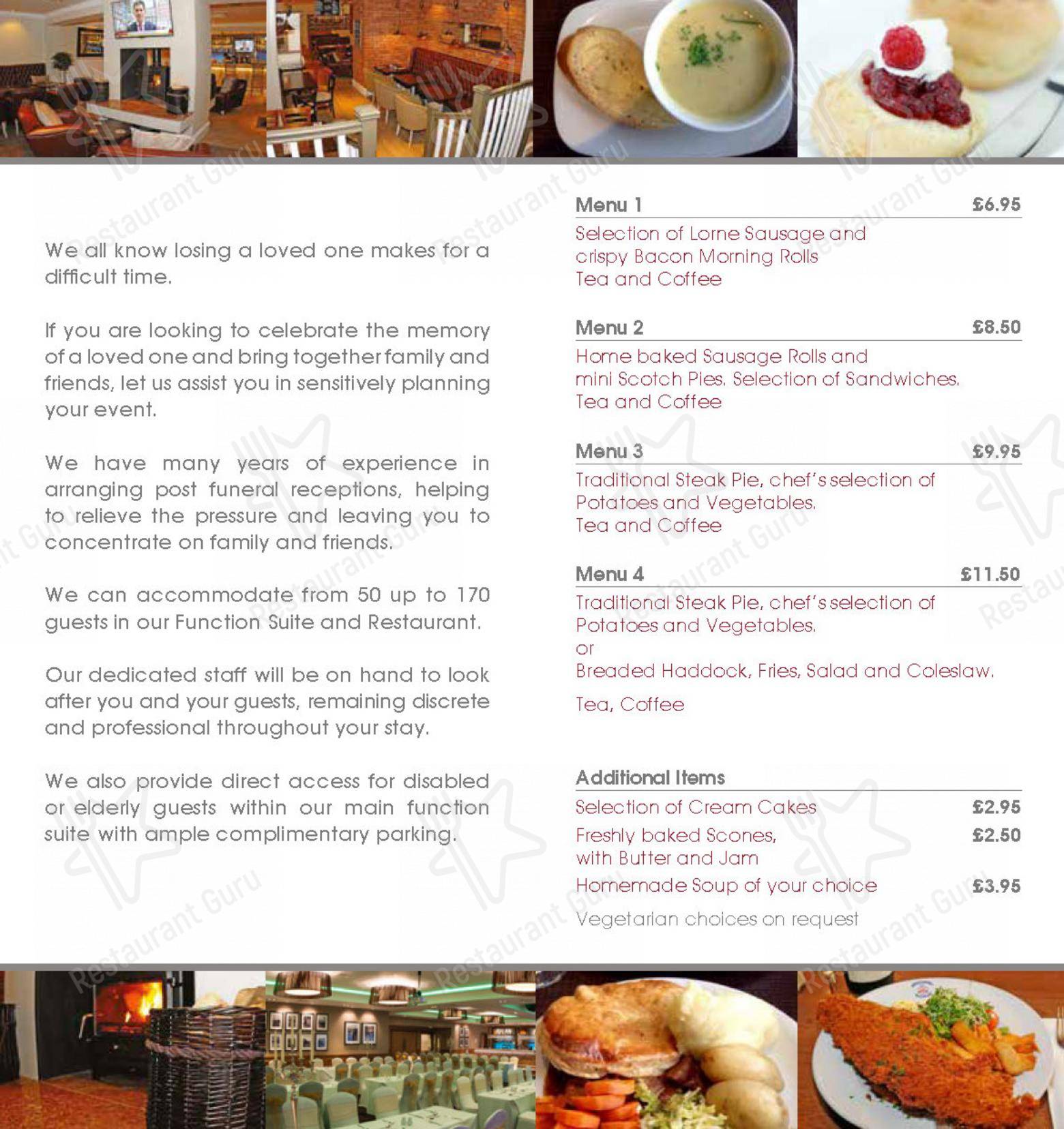 Menu at Carrigan's Blantyre restaurant, Glasgow