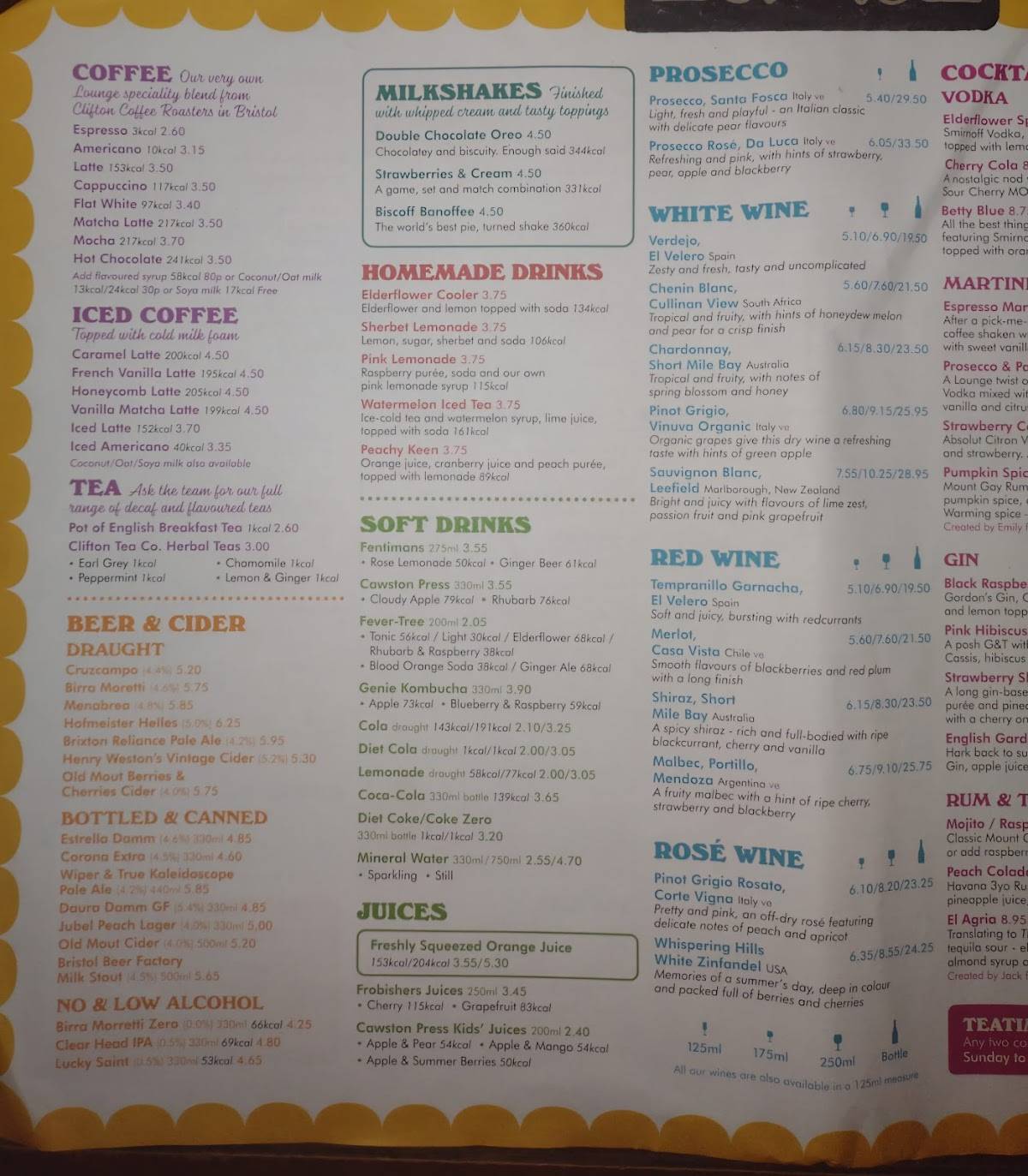 Menu at Carro Lounge restaurant, Cwmbran