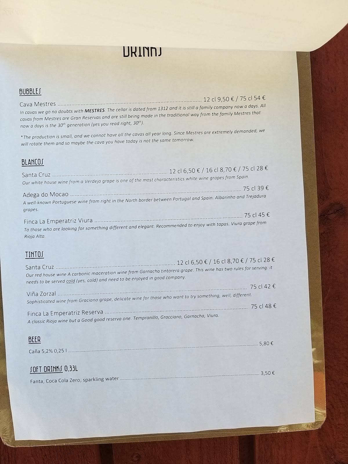 Menu at Casa Haga restaurant, Helsinki
