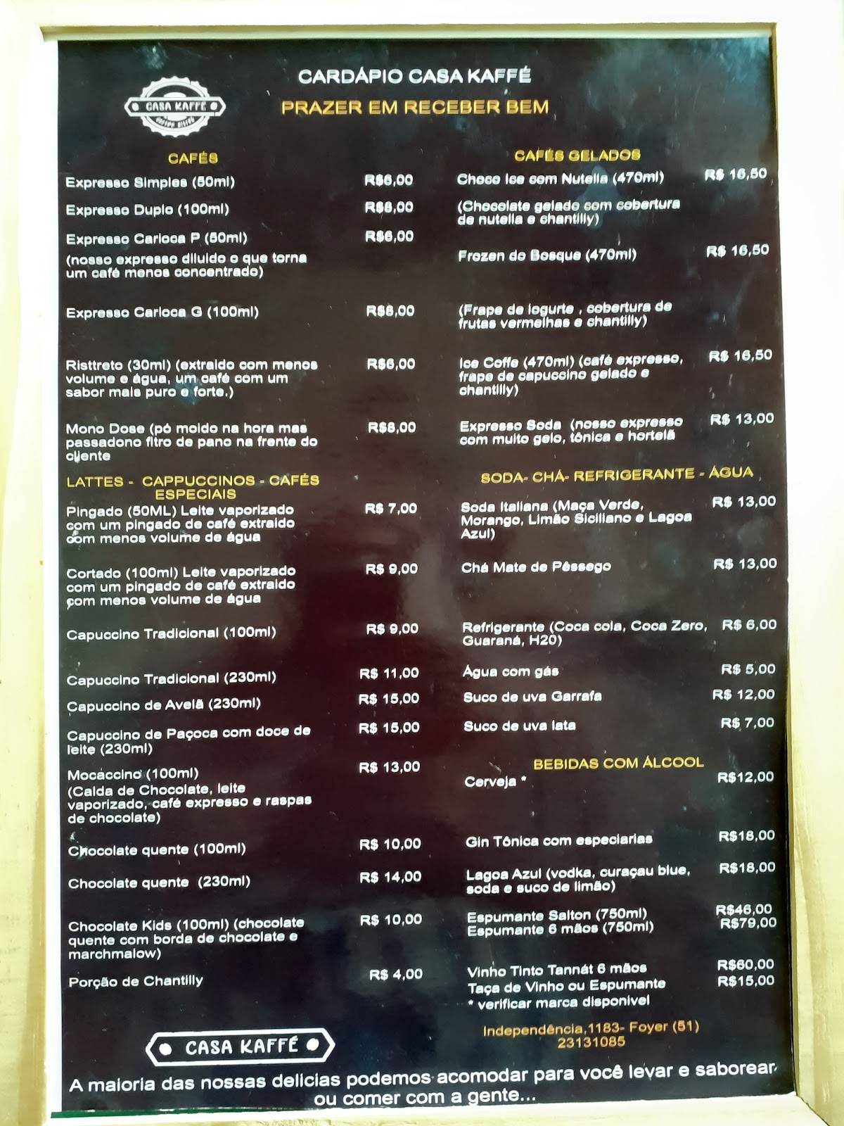 Menu em Casa Kaffé, Porto Alegre
