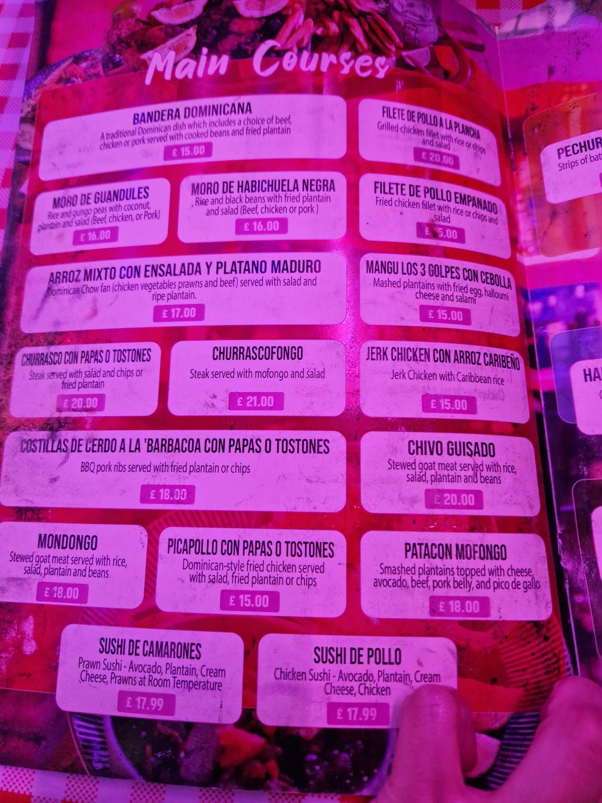 Menu at Casa Mofongo Bar Restaurant, London