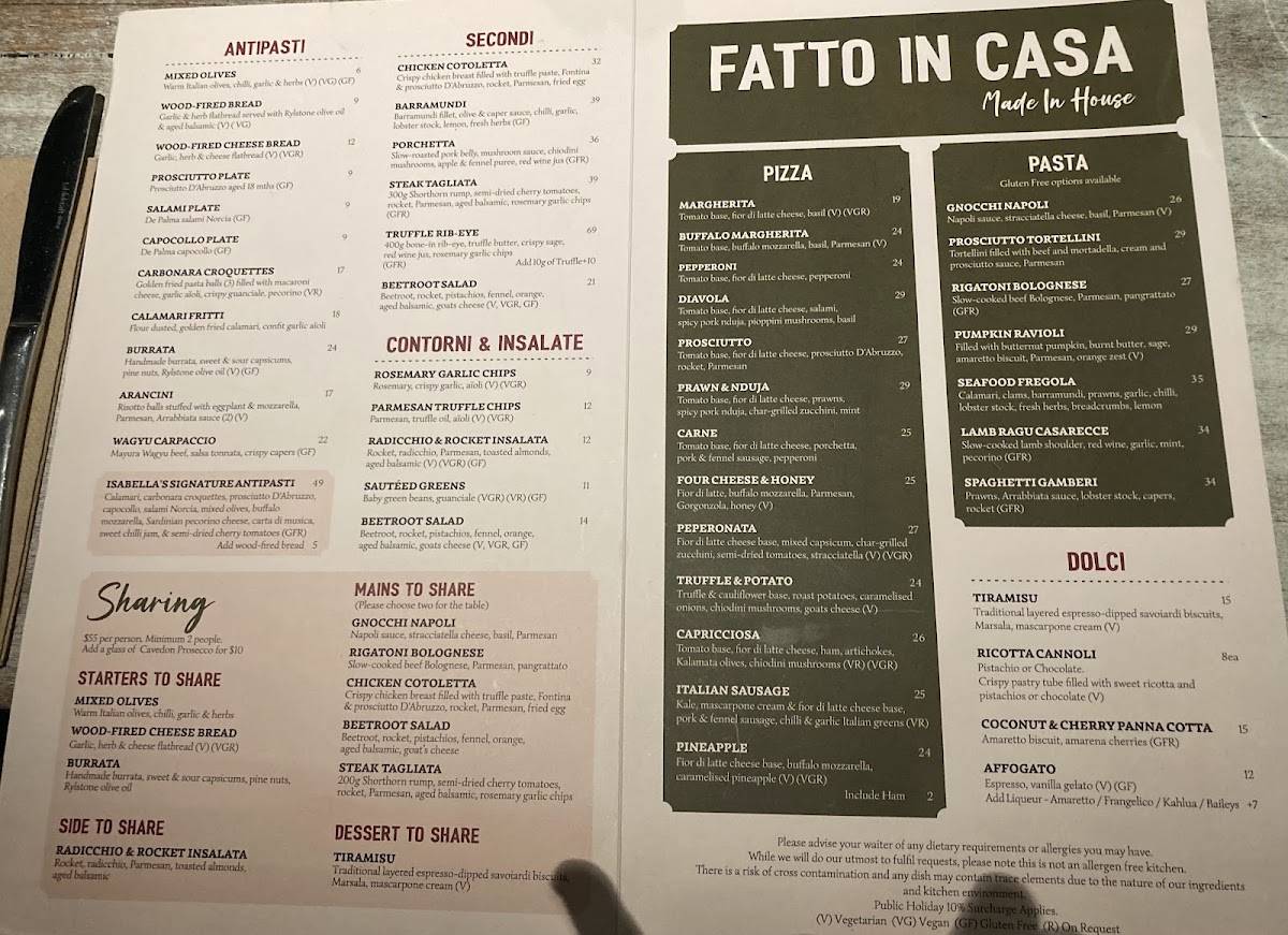 Menu at Casa Perth pub & bar, Mount Hawthorn