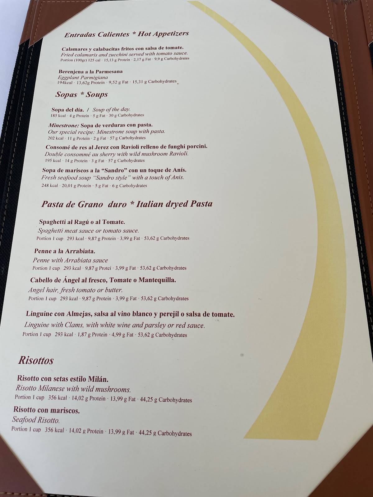 Menu at Casa Rolandi restaurant, Isla Mujeres, Carr. Sac Bajo 89