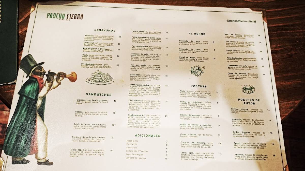 Carta de Casa Tambo Restaurant, Lima