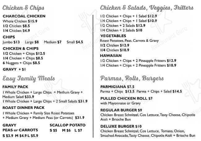 Menu at Casey Central Charcoal Chicken fast food, Narre Warren South