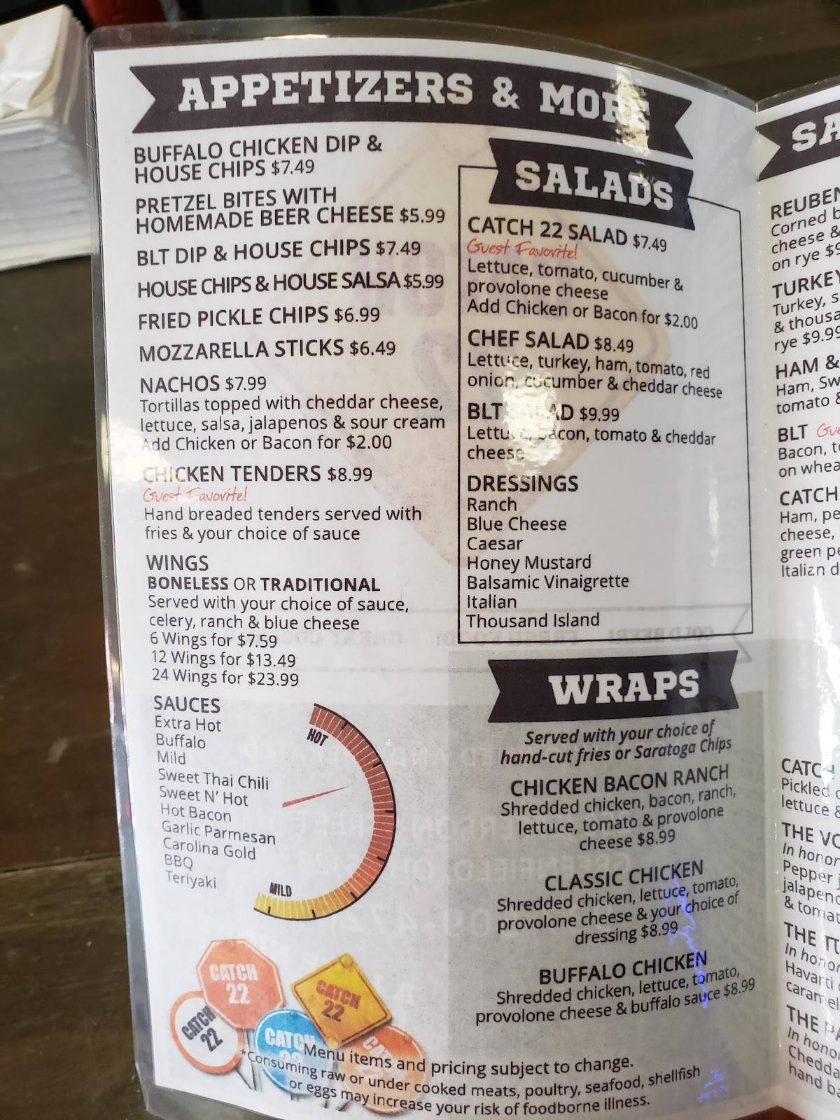 Menu at Catch 22 Sports Pub, Greenfield
