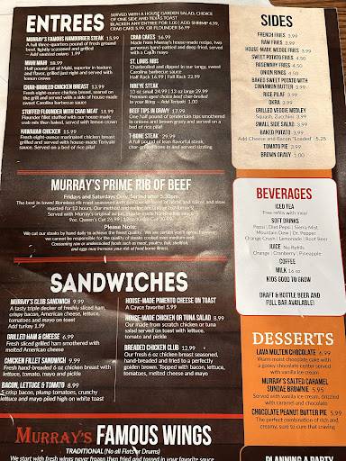 Menu at Murray's Neighborhood Grill and Bar, Cayce