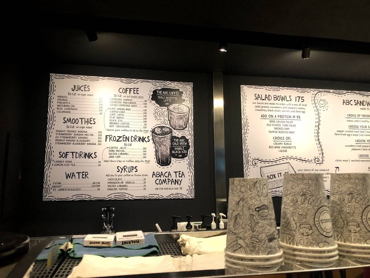 Menu at Abaca Baking Company restaurant, Cebu City, Crossroads