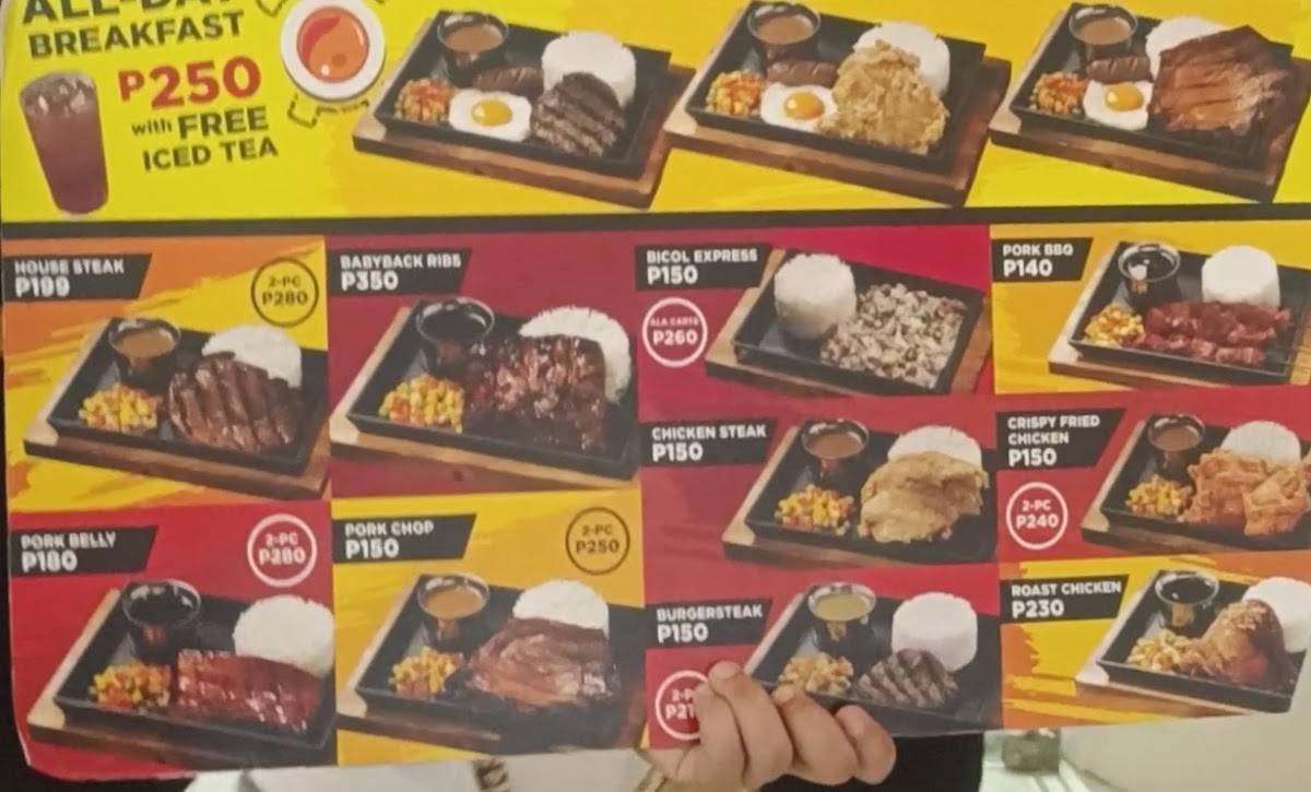Menu at Jonie's Sizzlers + Roast restaurant, Cebu City, 8W94+545