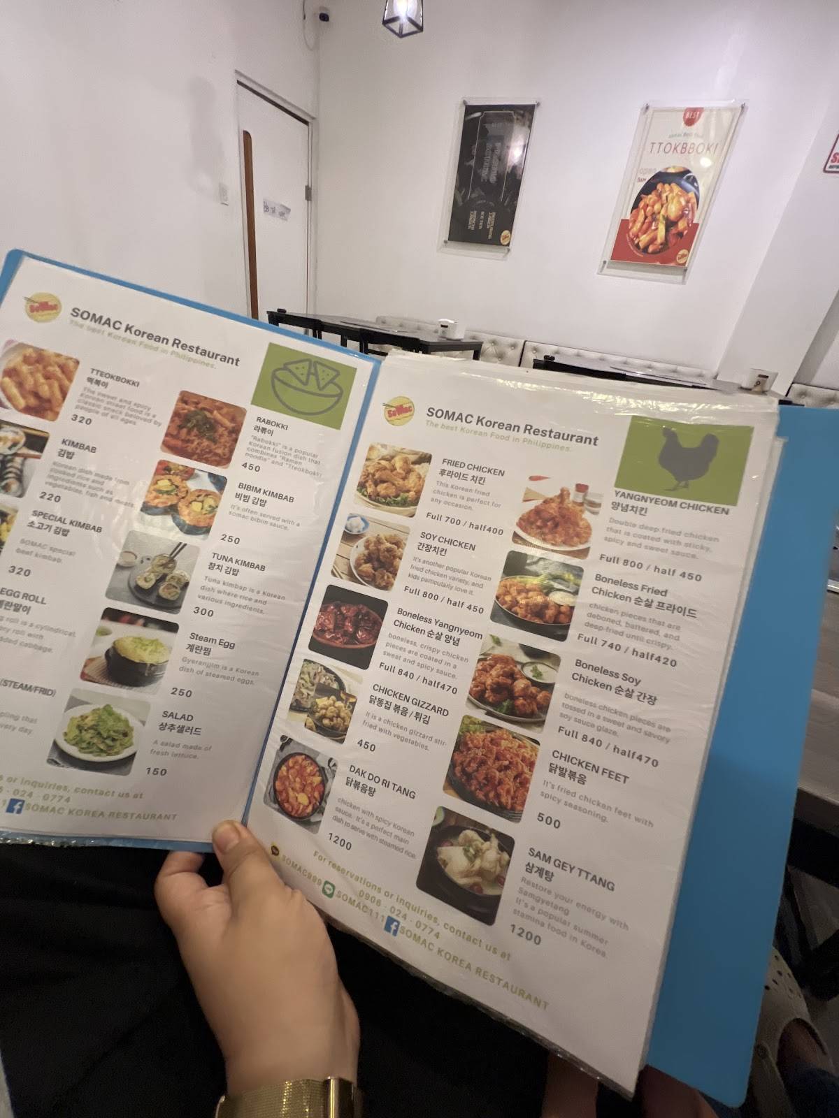 Menu at Somac Korean Restaurant, Cebu City, Pope John Paul II Ave