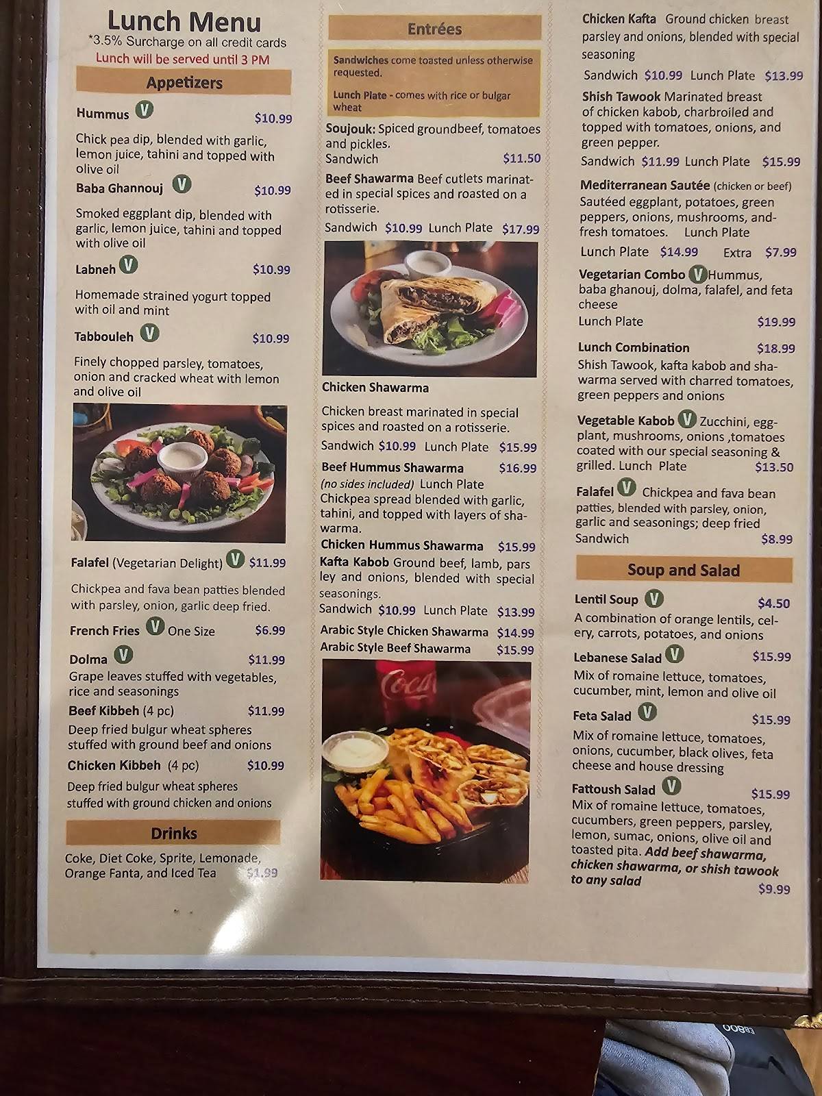 Menu at Cedar Palace restaurant, Chicago