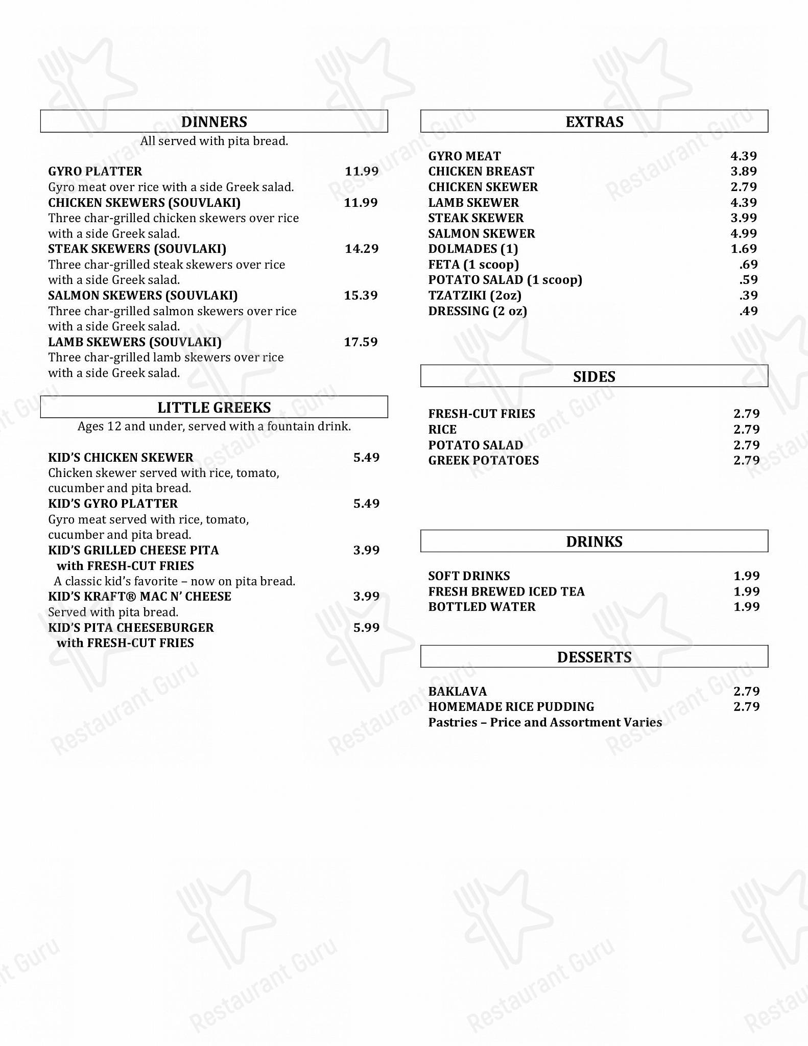Menu at Little Greek Fresh Grill restaurant, Celebration