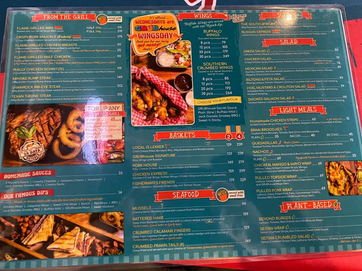 Menu at GrubHouse Eco Park restaurant, Centurion