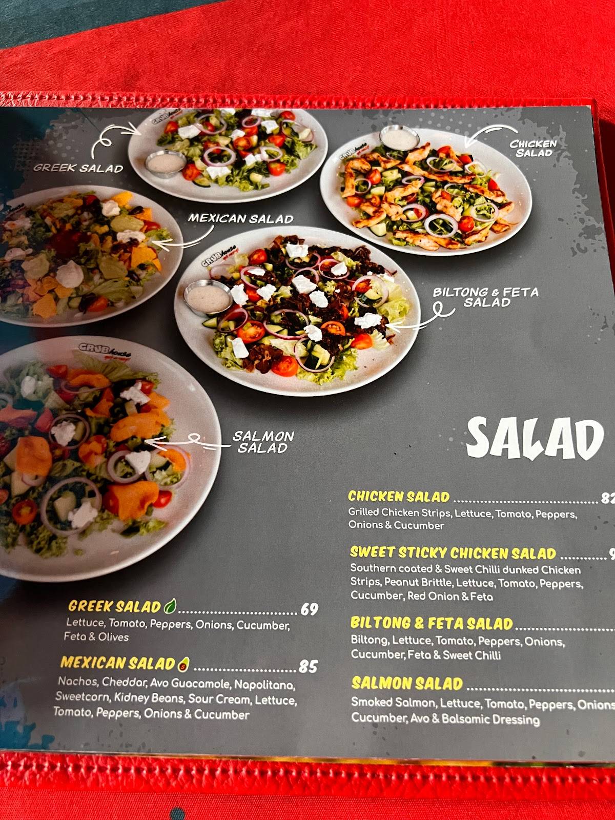 Menu at GrubHouse Eco Park restaurant, Centurion