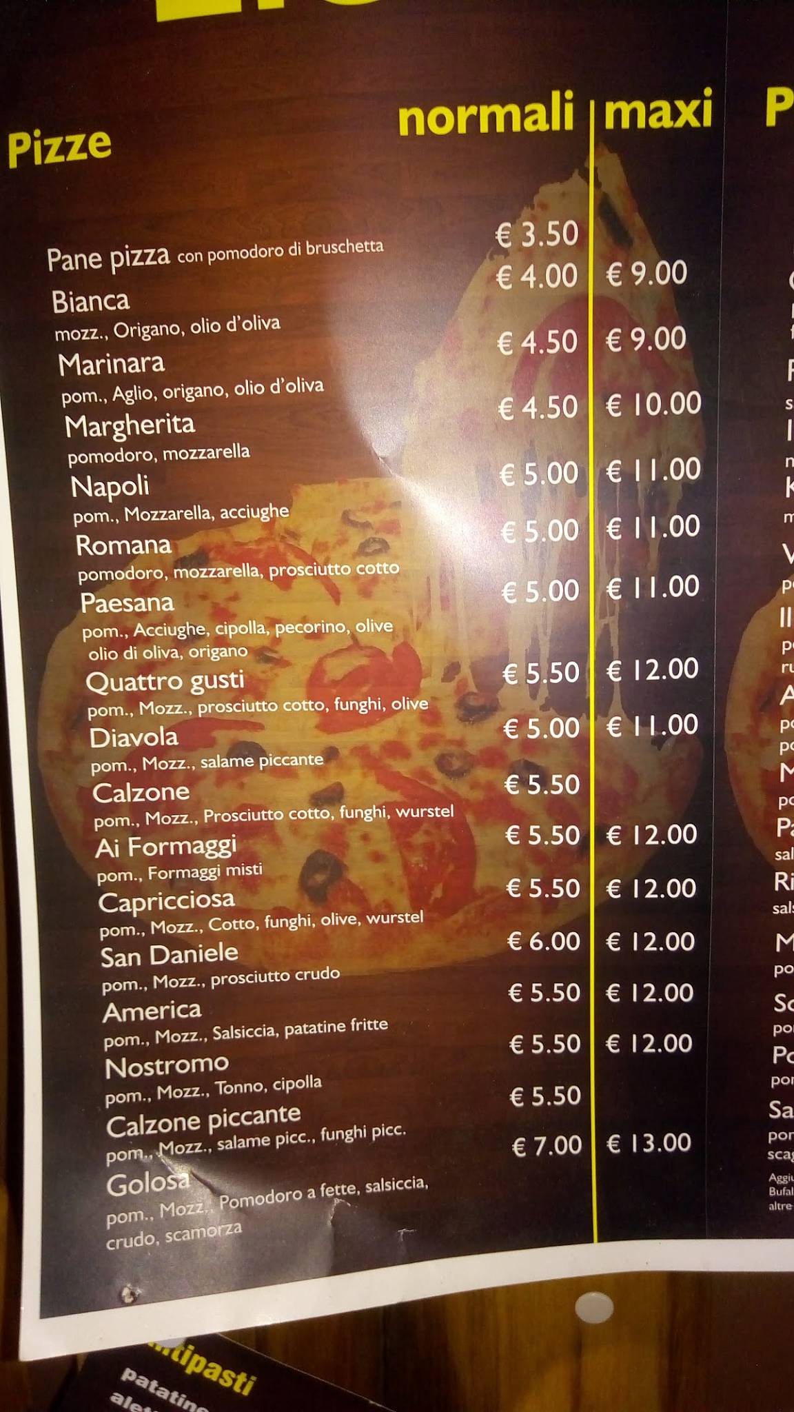 Menu da Il Ritrovo ristorante, Cerda