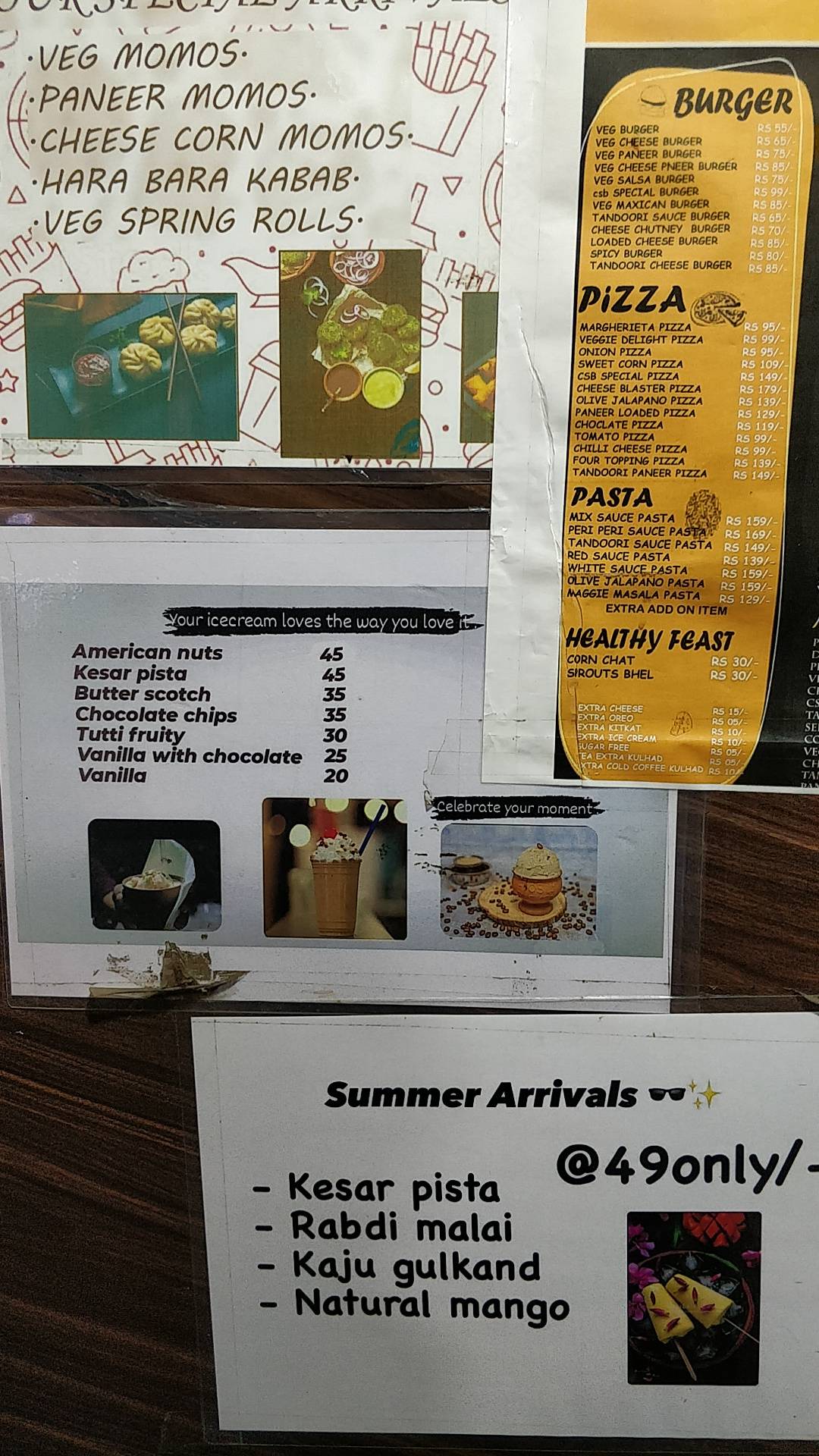 Menu at Chai sutta bar, Bhawanipatna