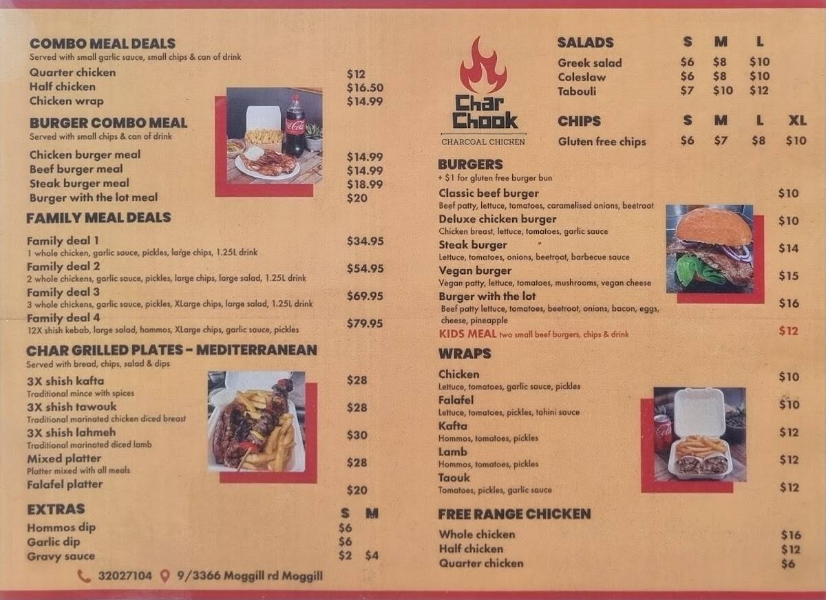 Menu at Char chook restaurant, Moggill