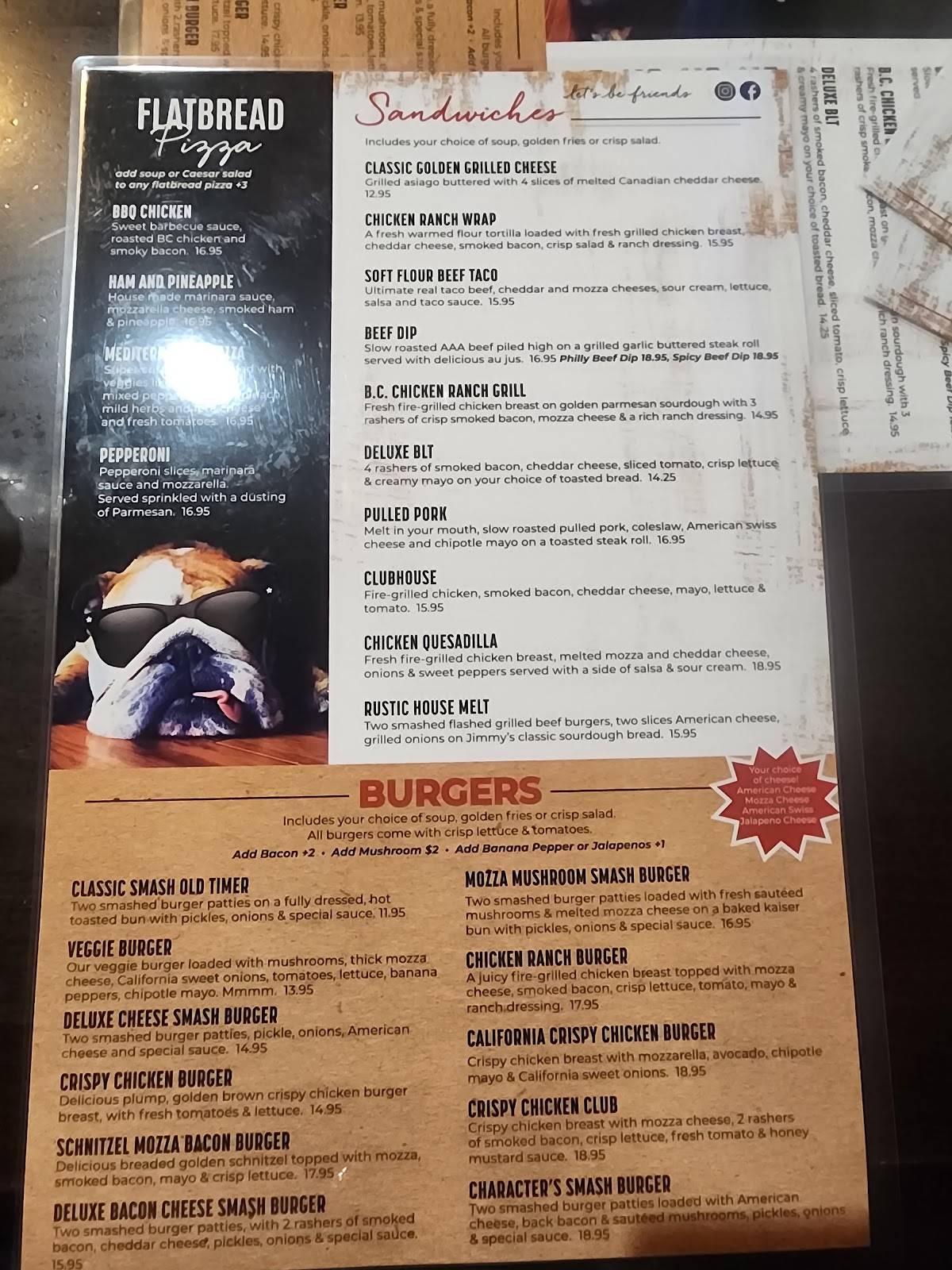 Menu at Character's Pub & Grill, Chilliwack