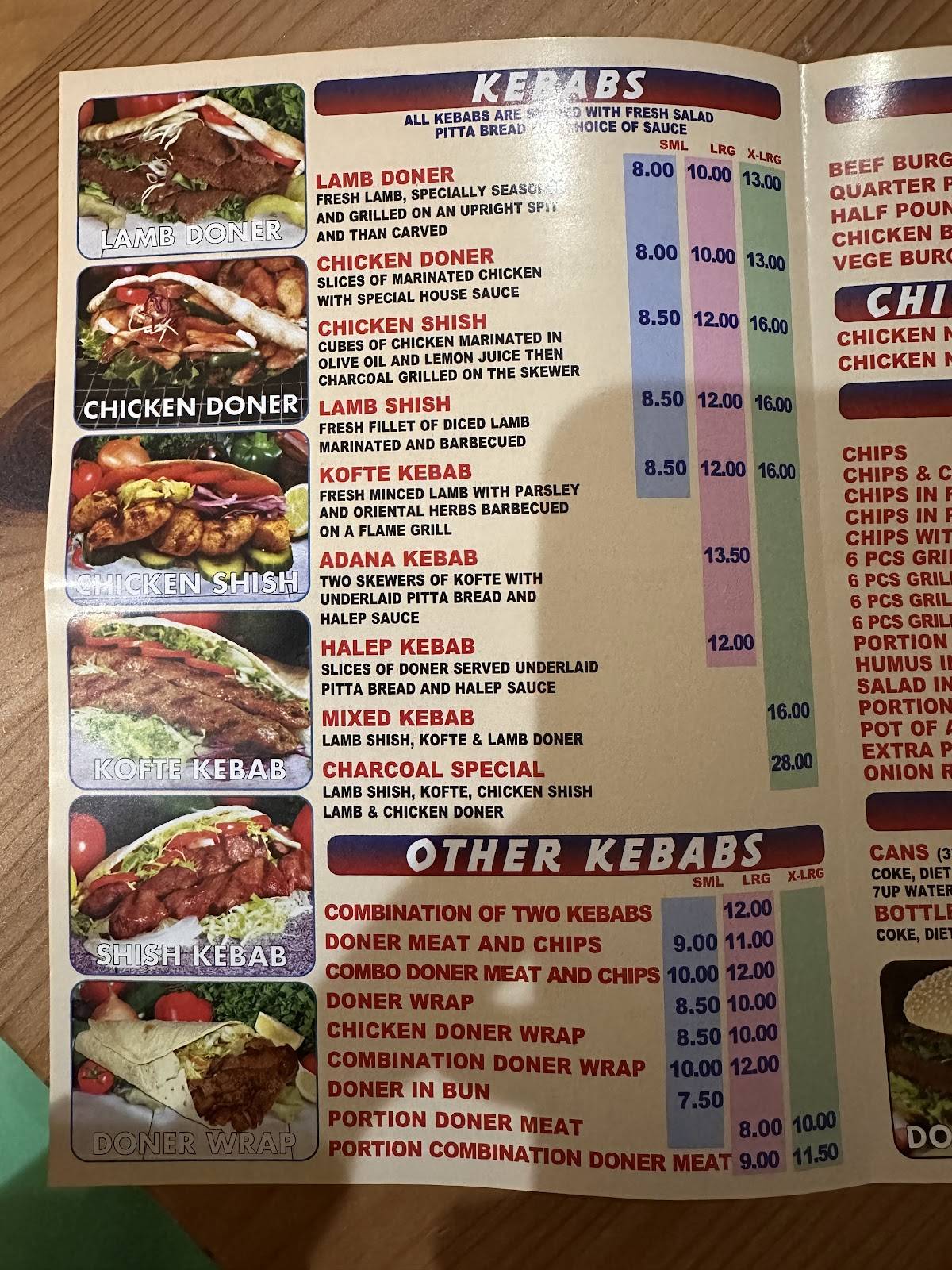 Menu at Charcoal Grill fast food, London, 57 Brockley Rise