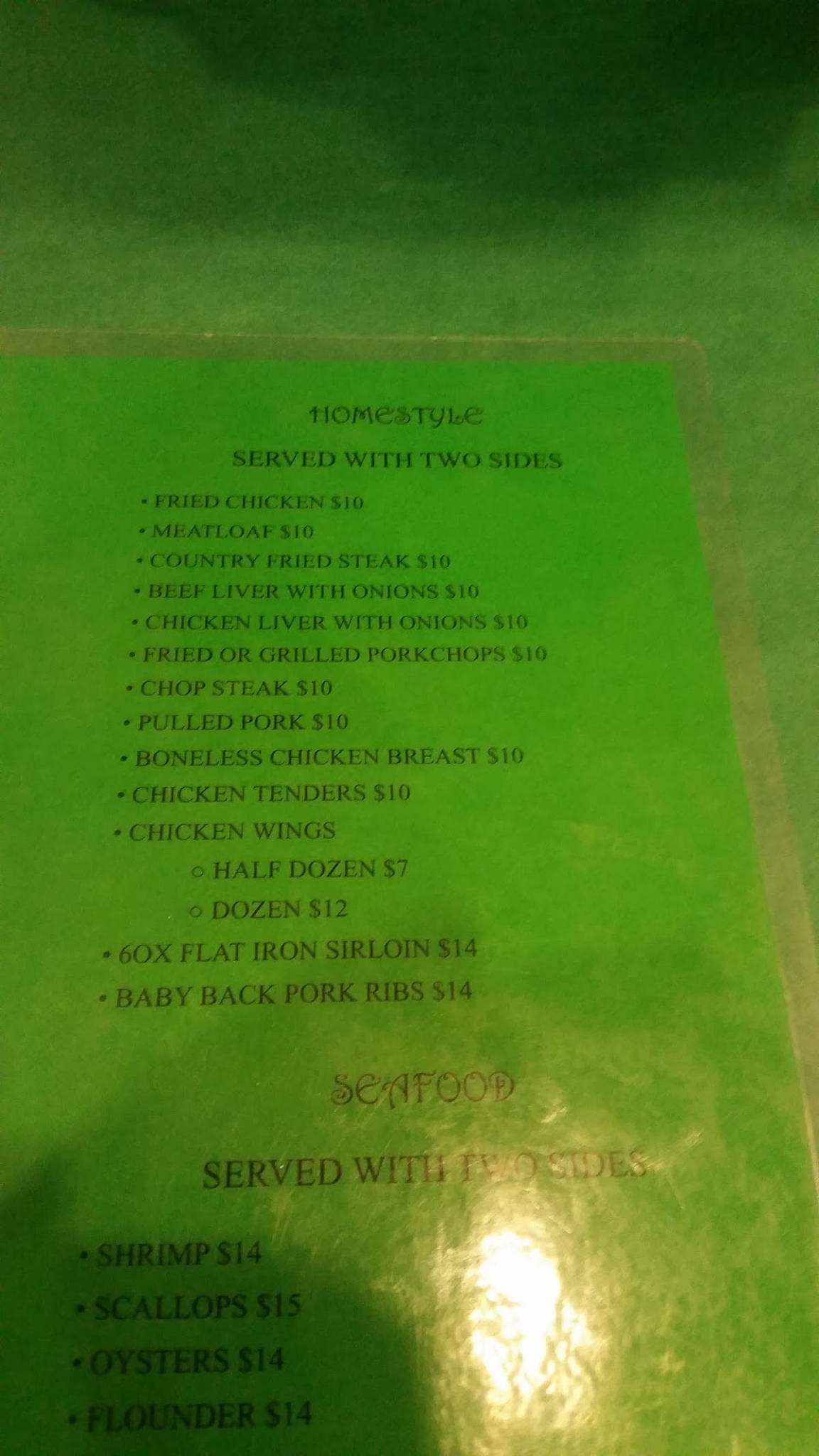 Menu at Harvest Moon Lowcountry Grille restaurant, Ravenel