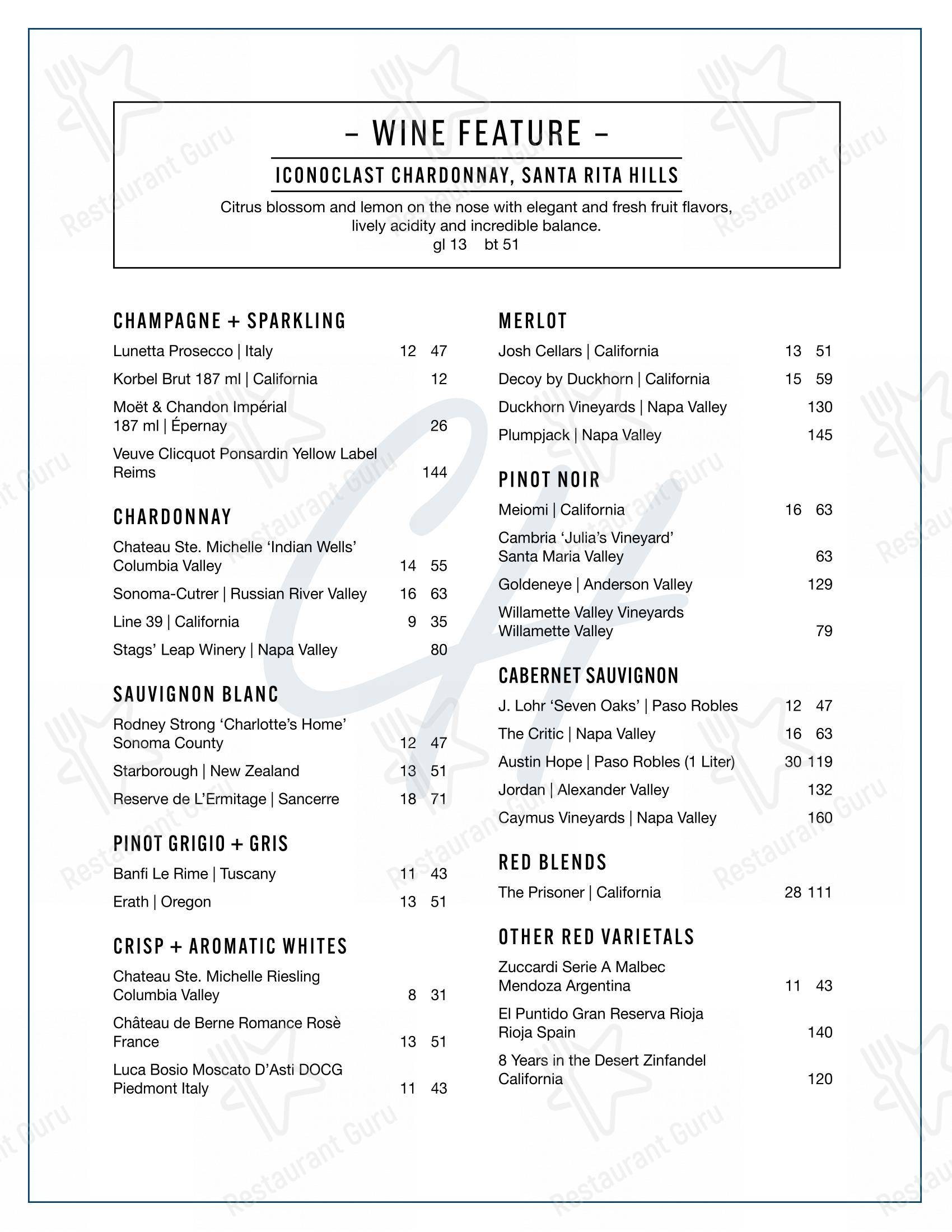 Menu at Chart House steakhouse, San Antonio