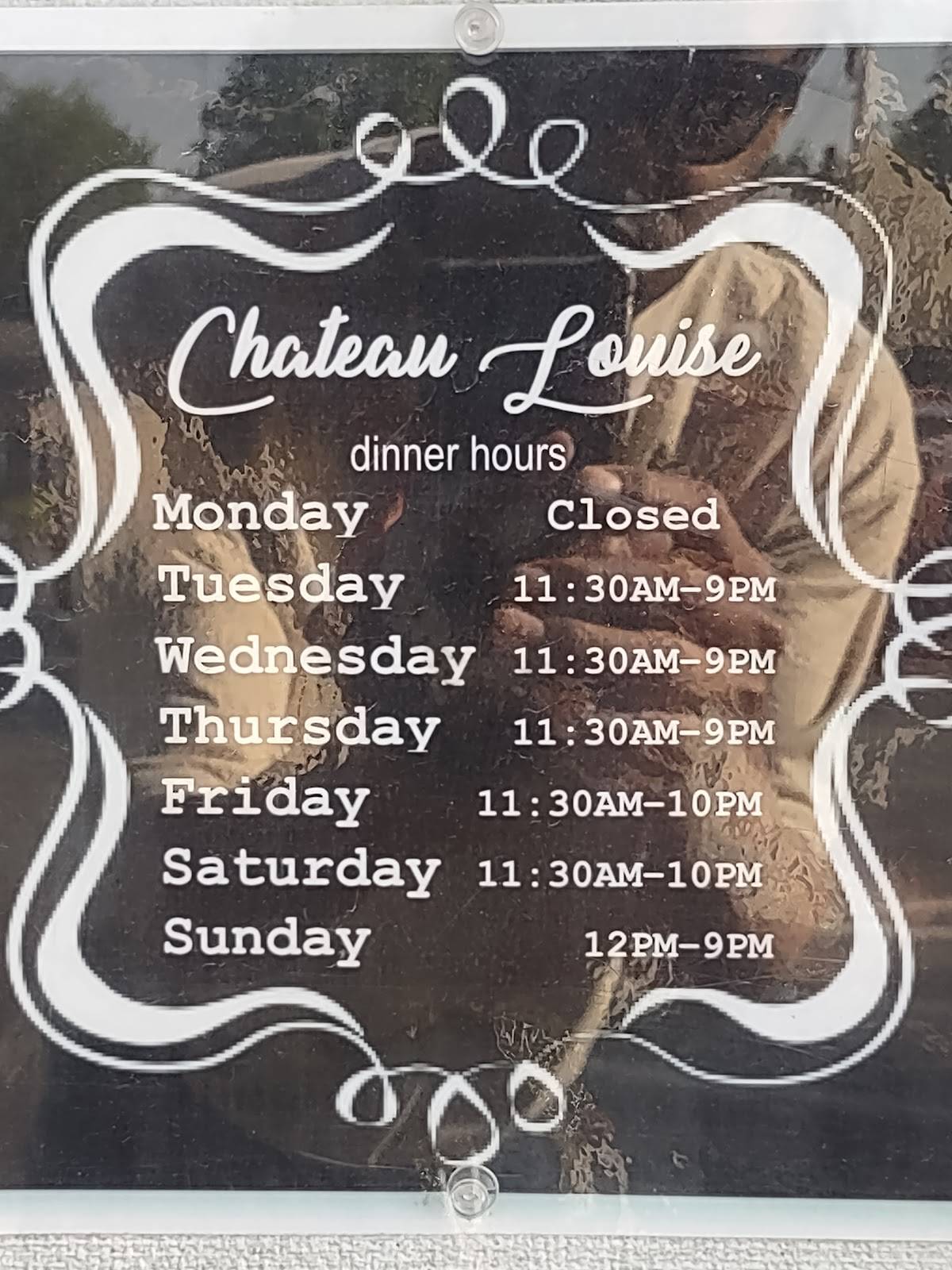 Menu at Chateau Louise Restaurant, Luna Pier, Luna Pier Rd