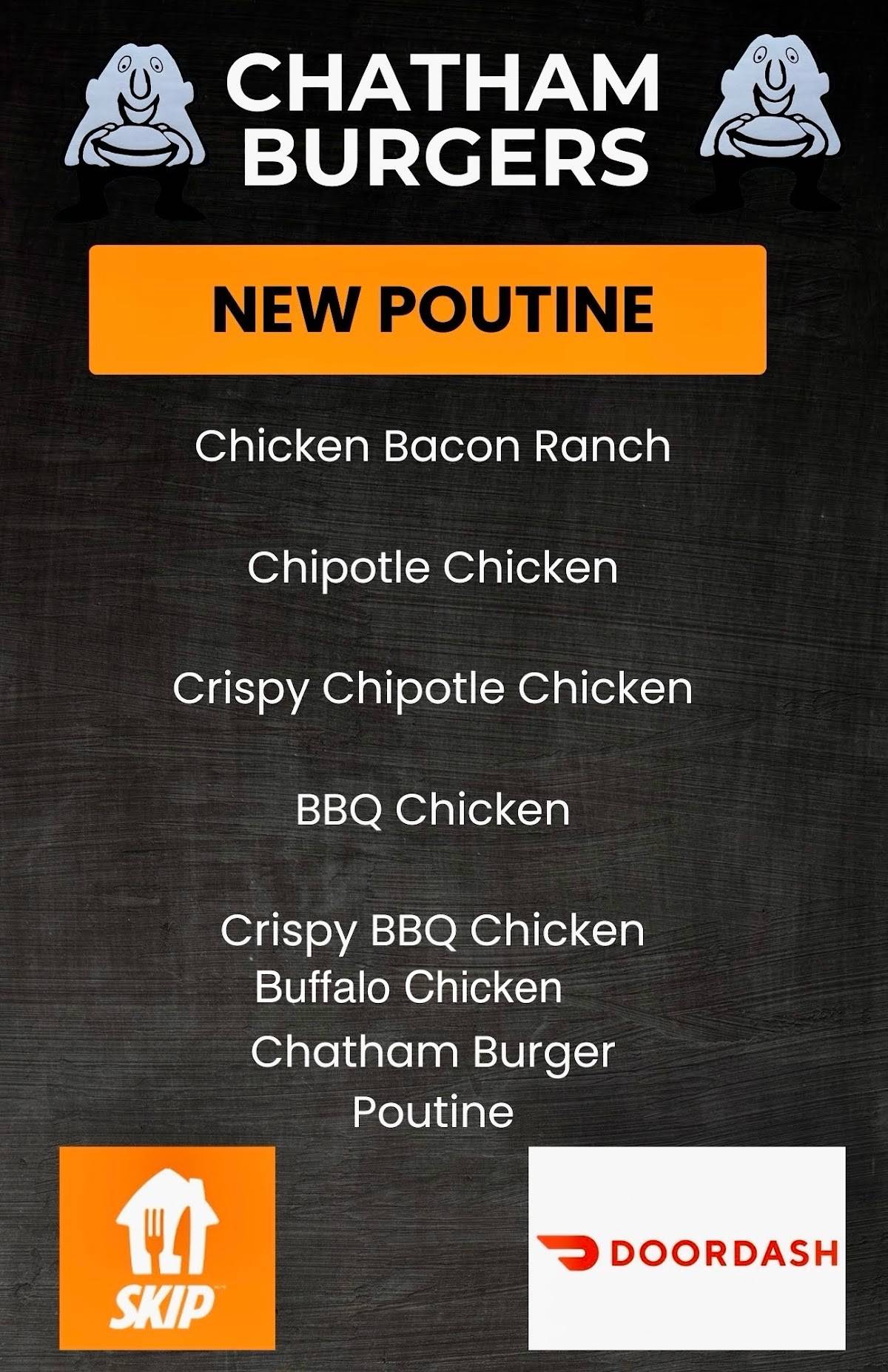 Menu at Chatham Burgers restaurant, Chatham-Kent