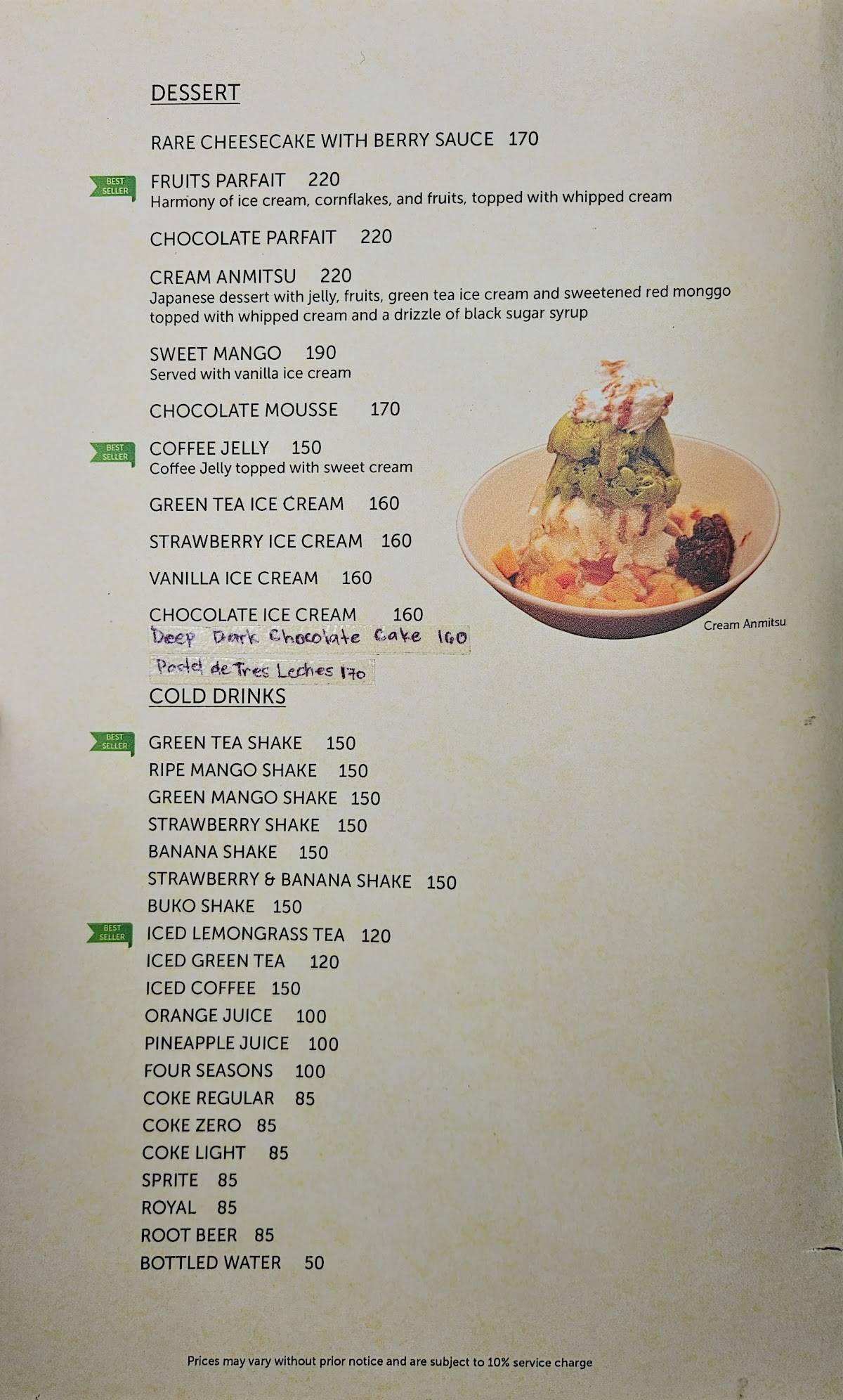 Menu at Chaya - SM City Baguio restaurant, Baguio