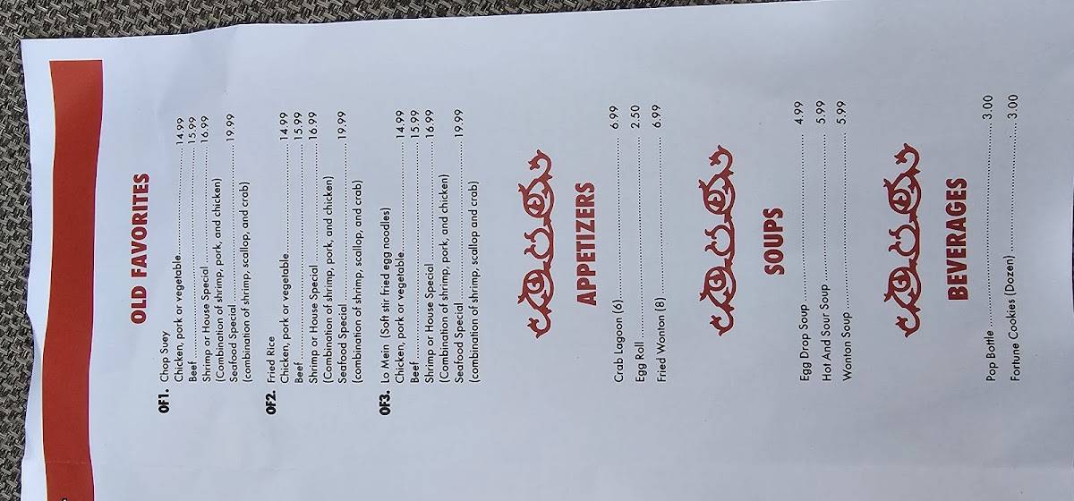 Menu at Chee Peng Chinese Restaurant, Lake Odessa