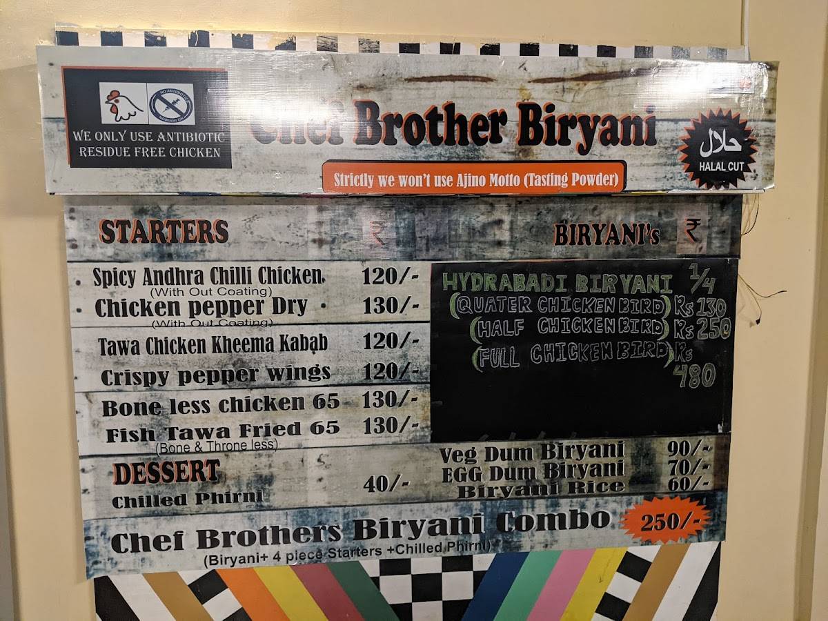 Menu at Chef Brothers Biriyani, Mysuru