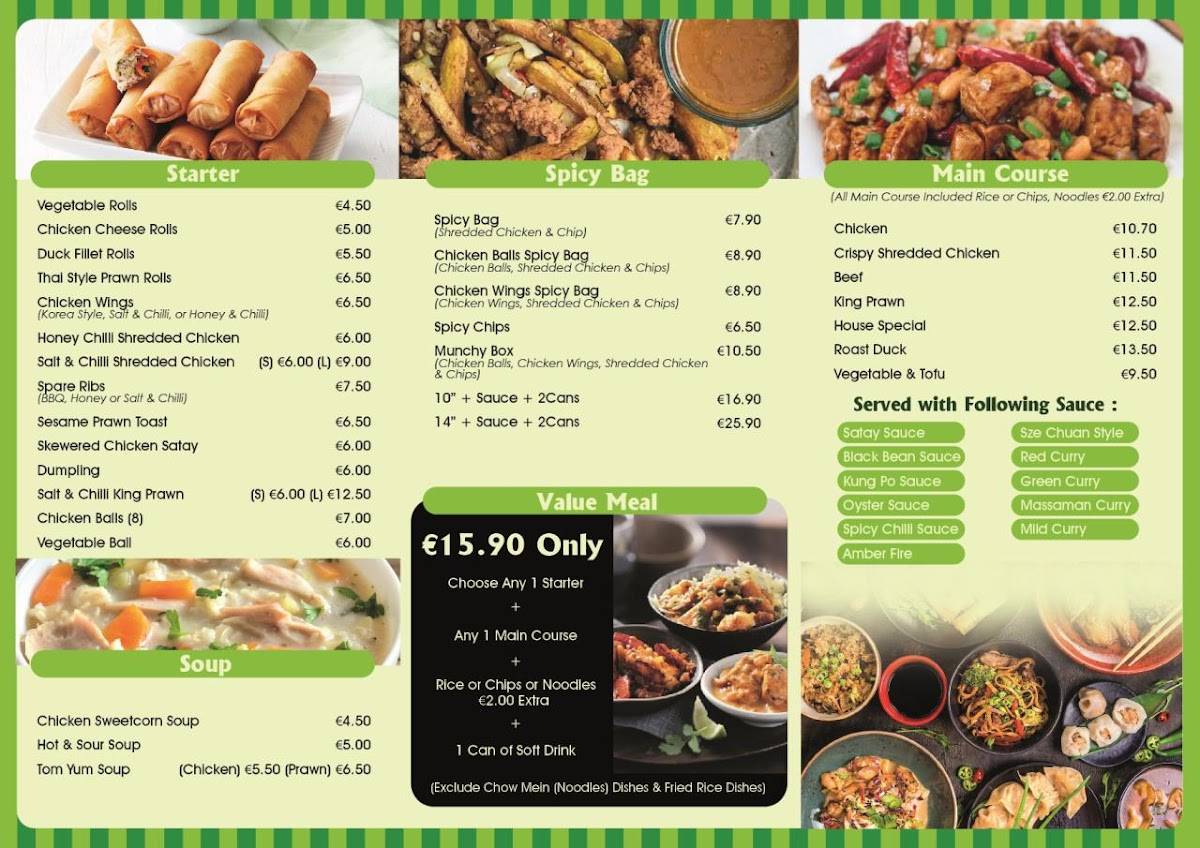 Menu at Chef Lee’s Asian Street Food, Ennis